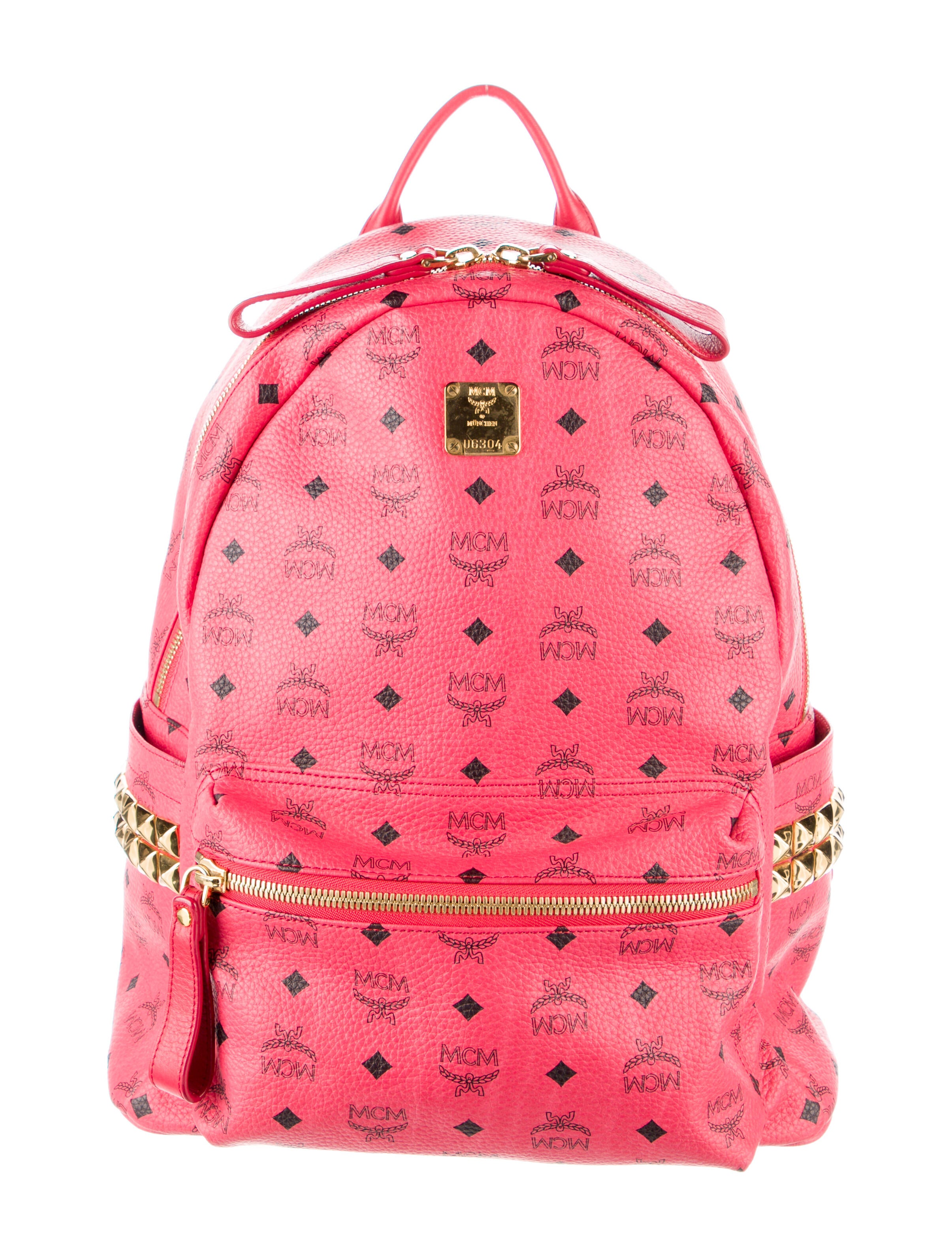 MCM Visetos Studded Stark Backpack - Red Backpacks, Handbags - W3044411 ...