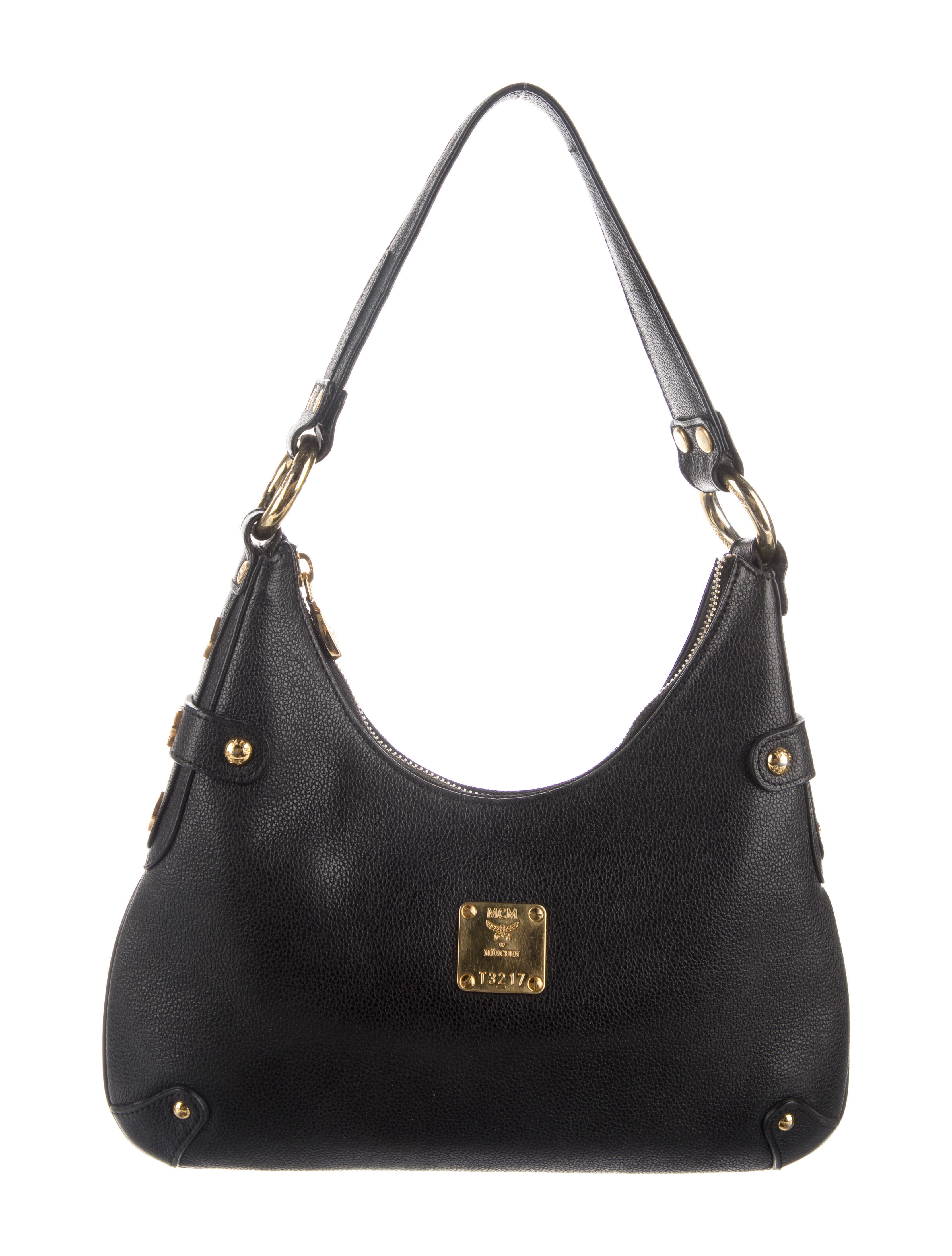 MCM Monogram Leather-Trimmed Shoulder Bag - Black Shoulder Bags ...