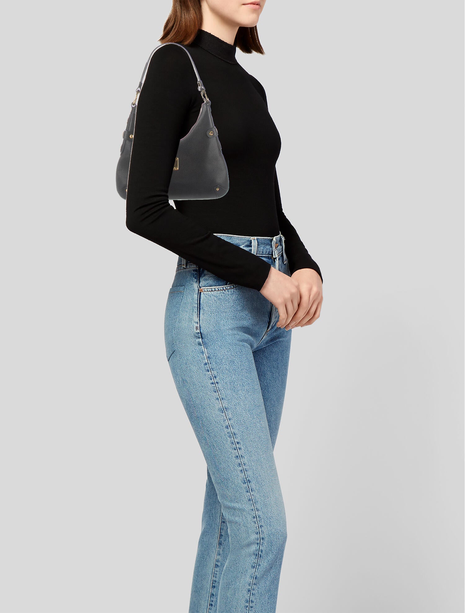 MCM Monogram Leather-Trimmed Shoulder Bag - Black Shoulder Bags ...