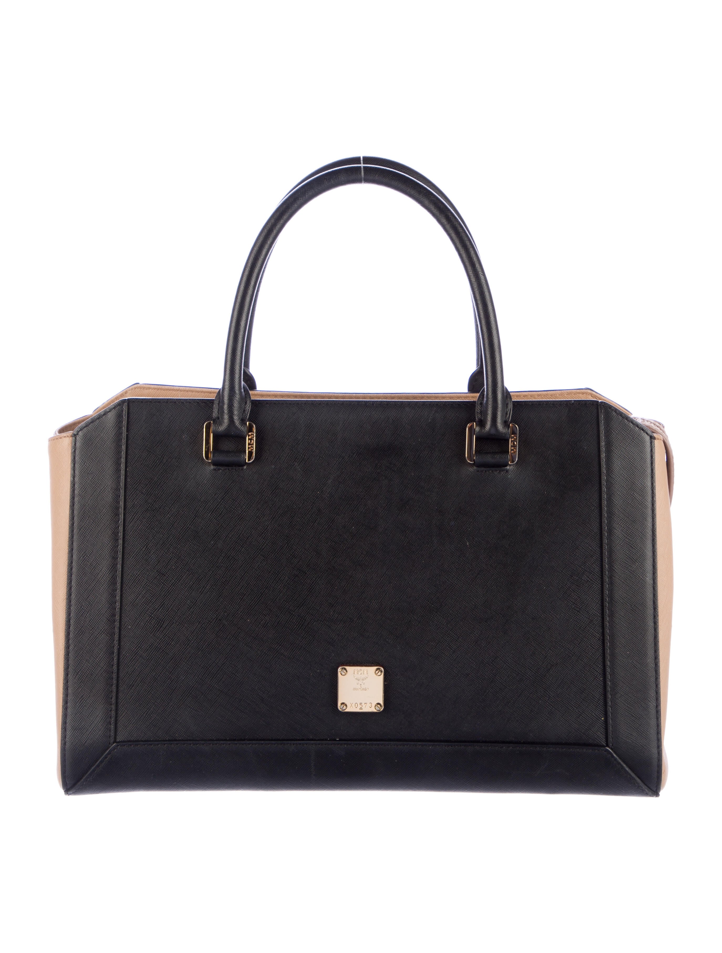 MCM Monogram Leather-Trimmed Shoulder Bag - Black Shoulder Bags ...