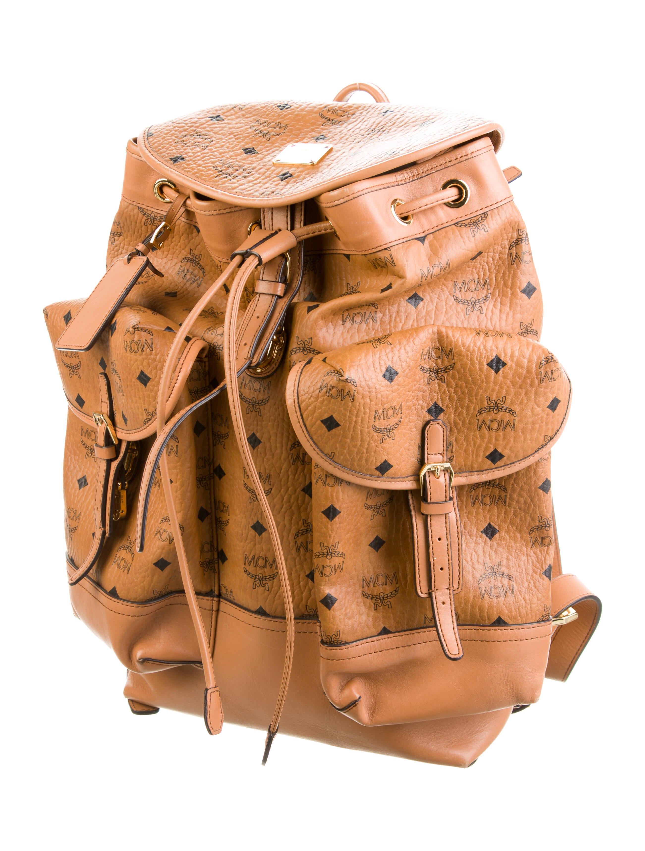 MCM Visetos Logo Monogram Backpack - Neutrals Backpacks, Bags ...