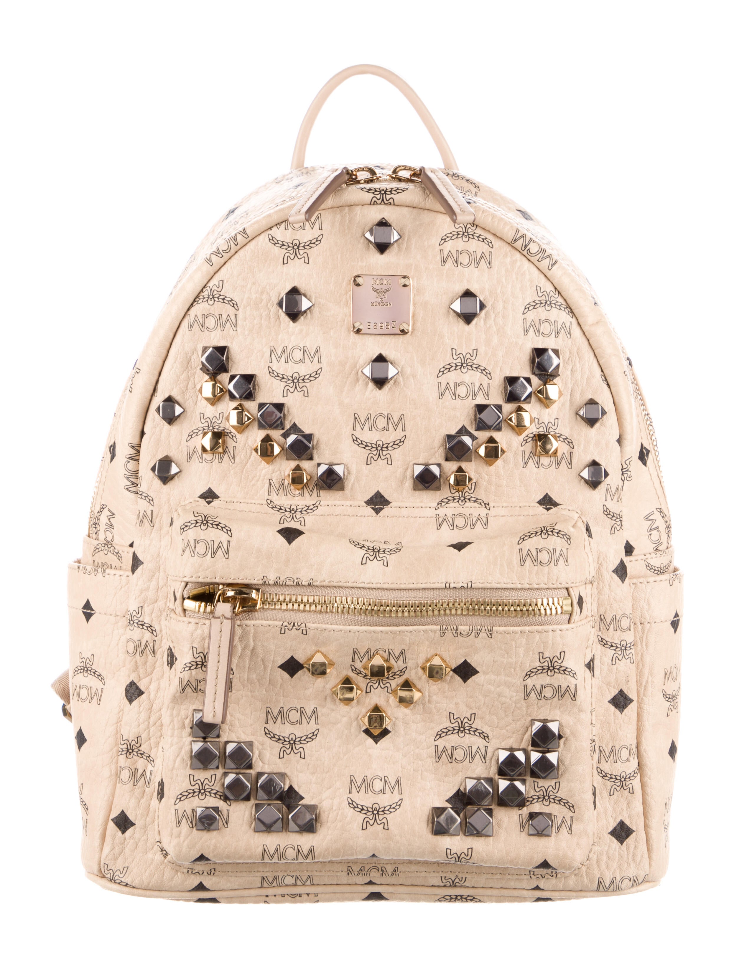 MCM Muchen Embossed Amour Backpack - Brown Backpacks, Handbags ...