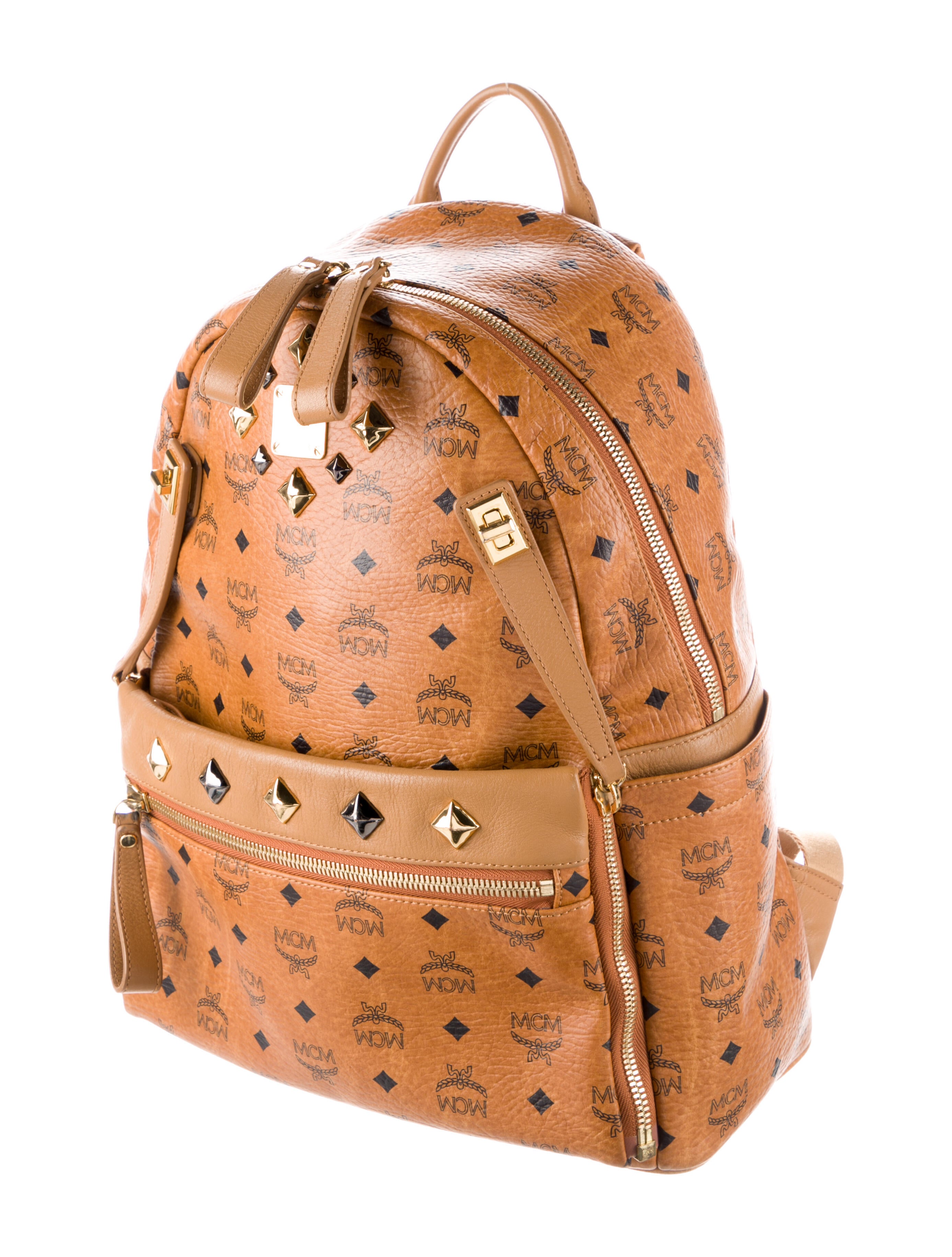 MCM Small Embossed Visetos Backpack - Brown Backpacks, Handbags ...