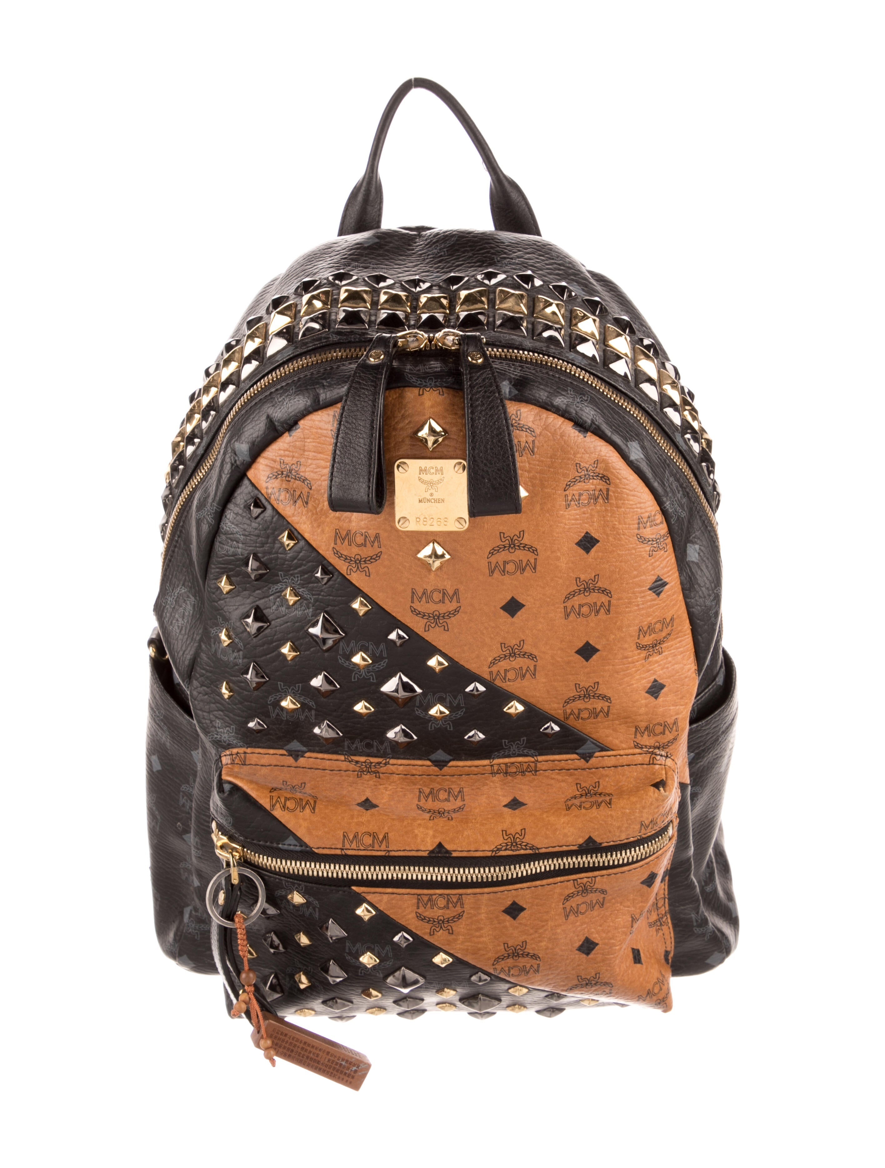 MCM Small Embossed Visetos Backpack - Brown Backpacks, Handbags ...
