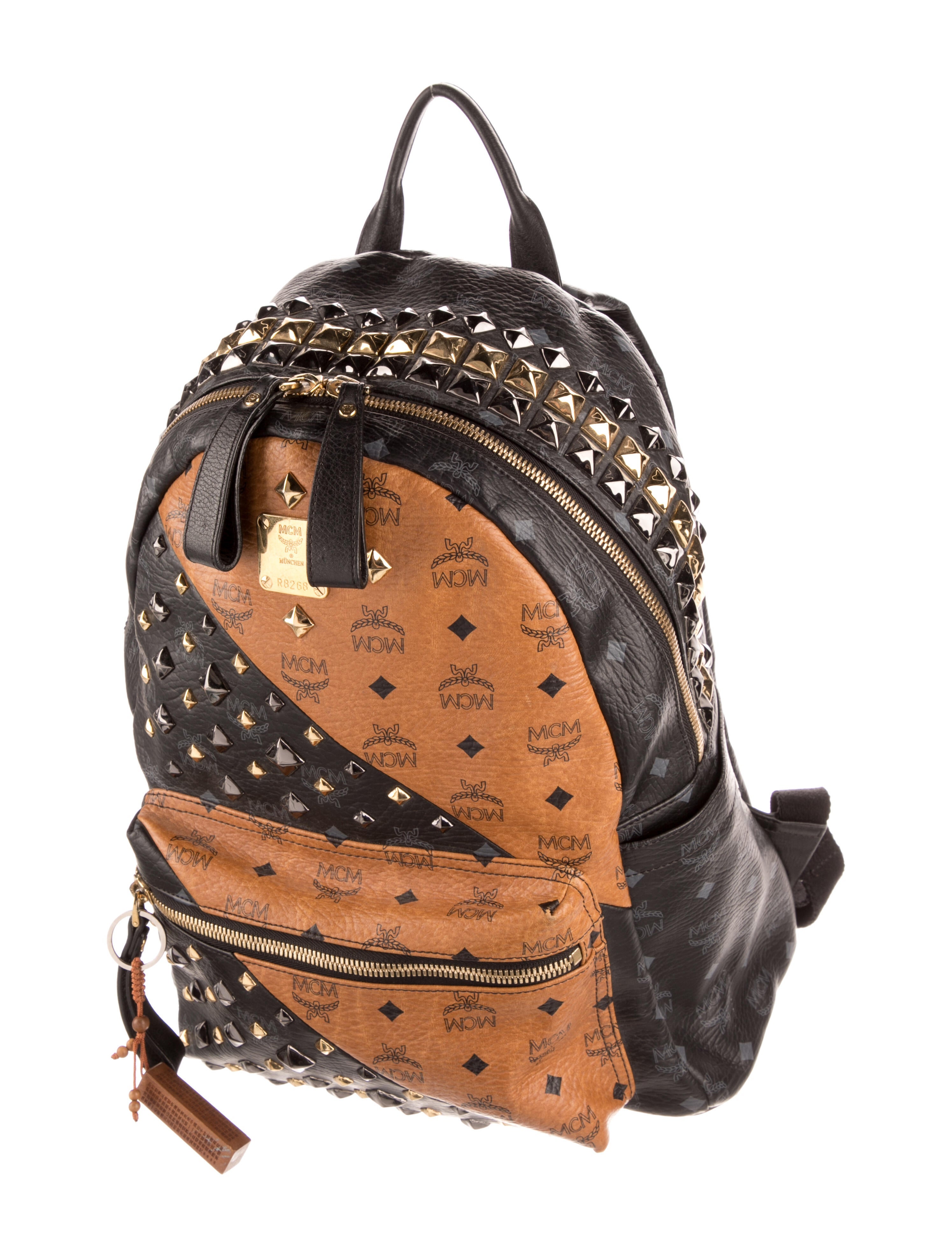 MCM Small Embossed Visetos Backpack - Brown Backpacks, Handbags ...