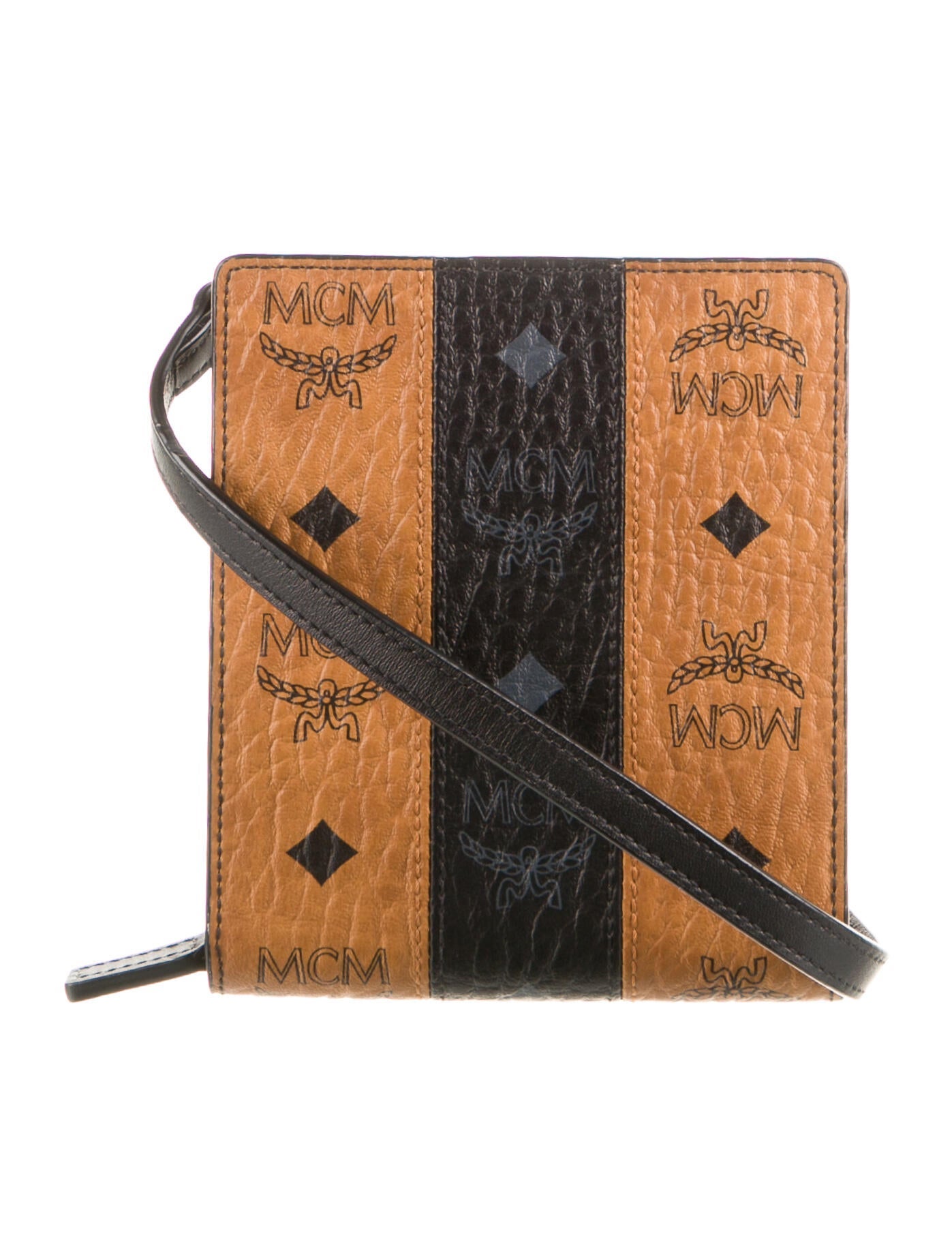 MCM Visetos Leather Trimmed Crossbody Bag - Brown Crossbody Bags ...