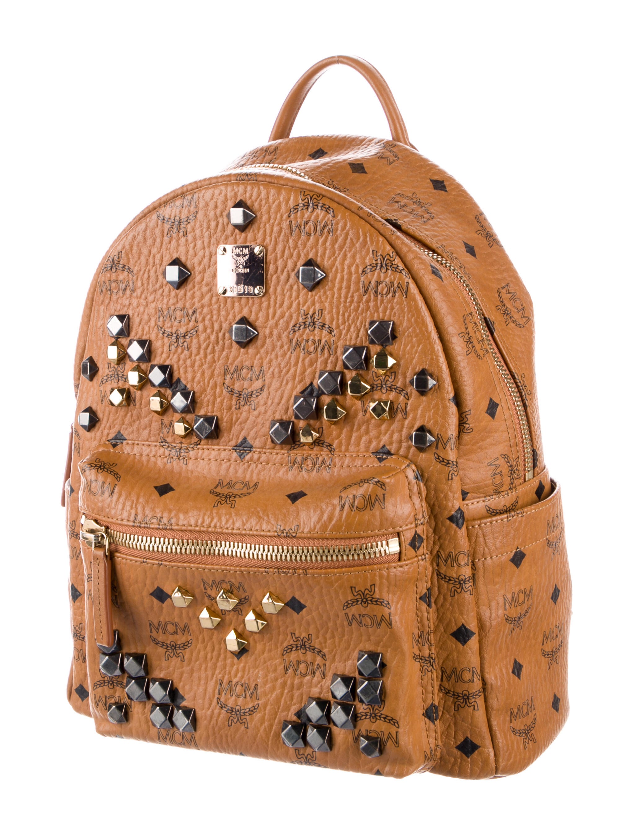 MCM Visetos Studded Backpack - Brown Backpacks, Handbags - W3047566 ...