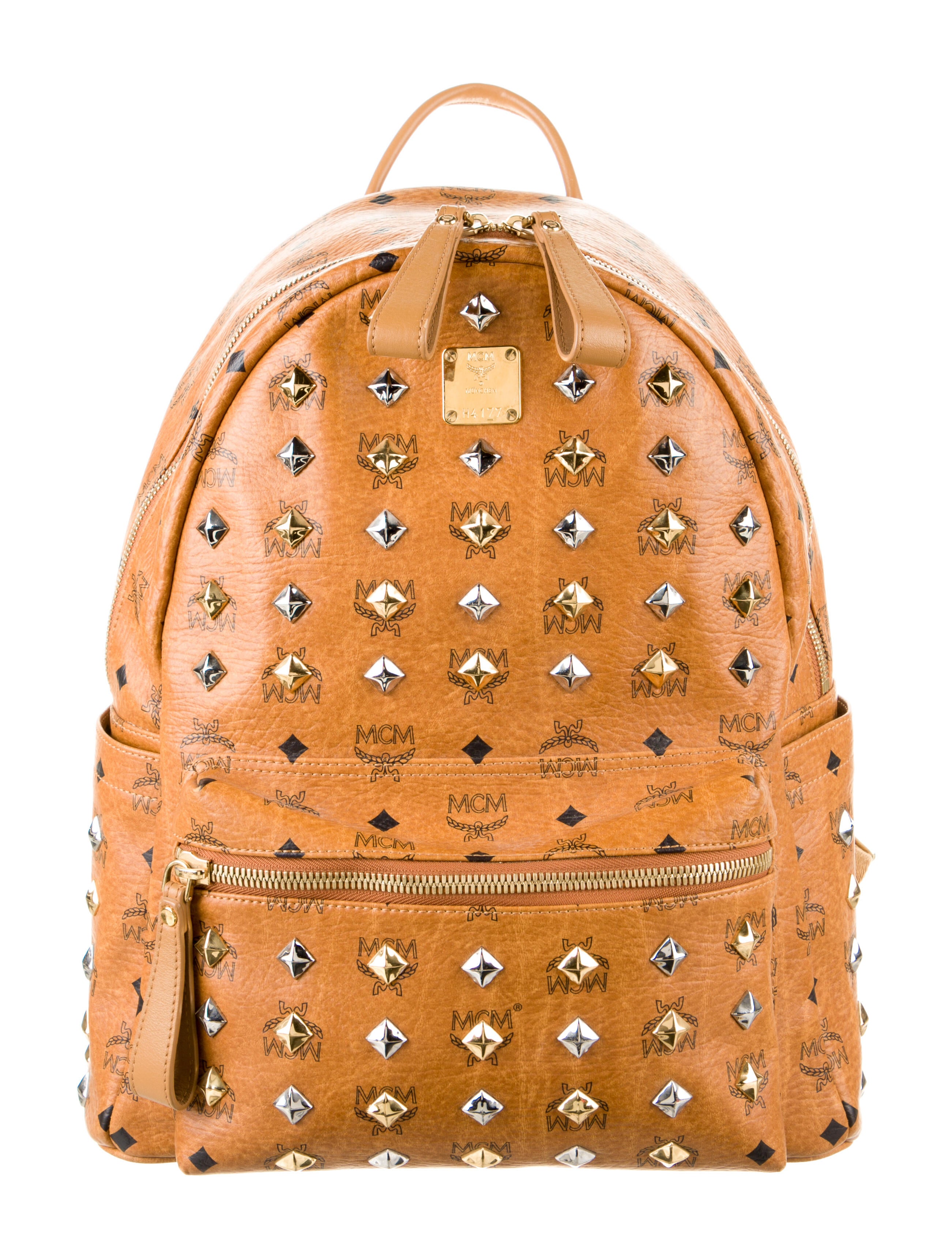 MCM Visetos Print Studded Backpack - Blue Backpacks, Bags - W3041600 ...