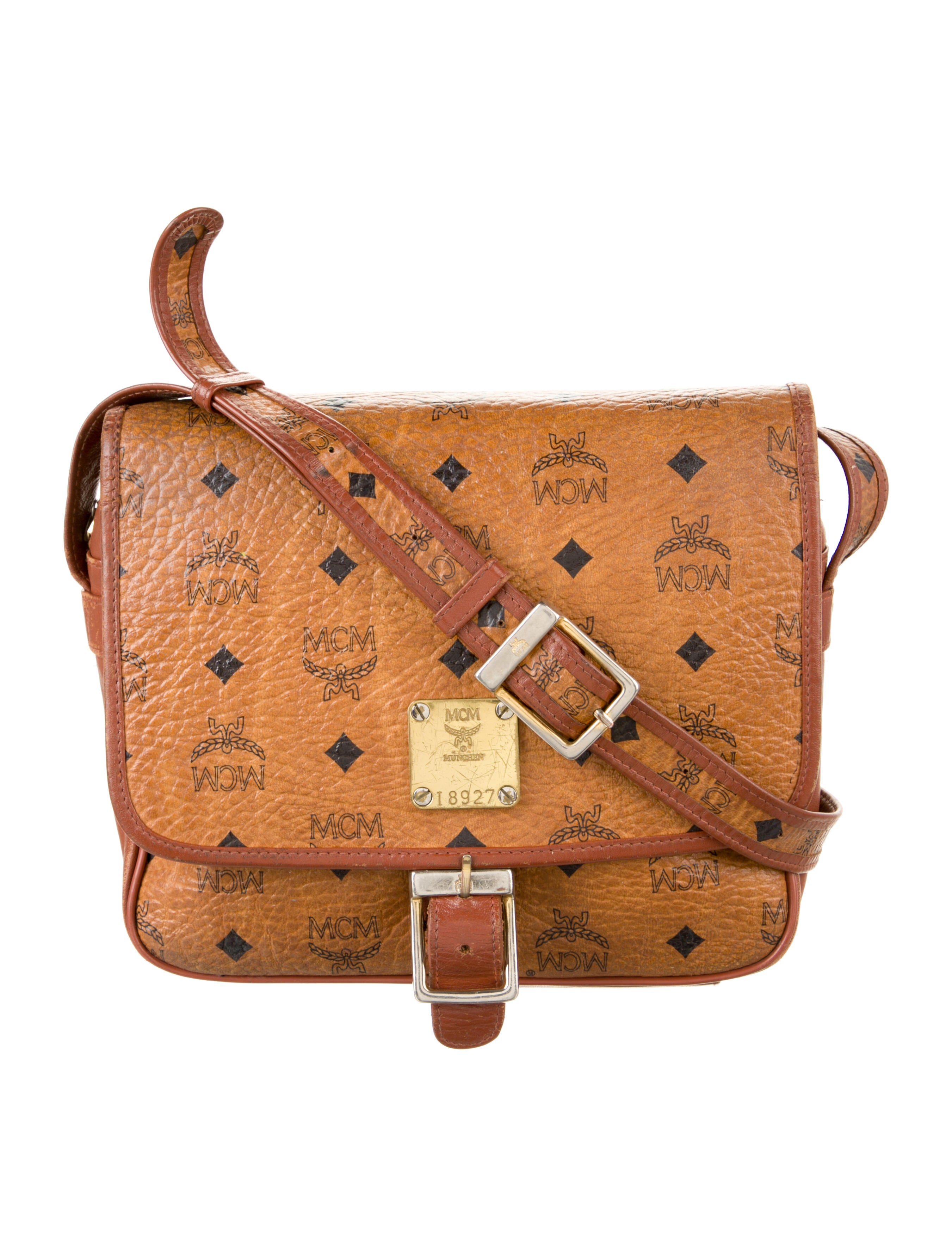 MCM Monogram Round Crossbody Bag - Brown Crossbody Bags, Handbags ...