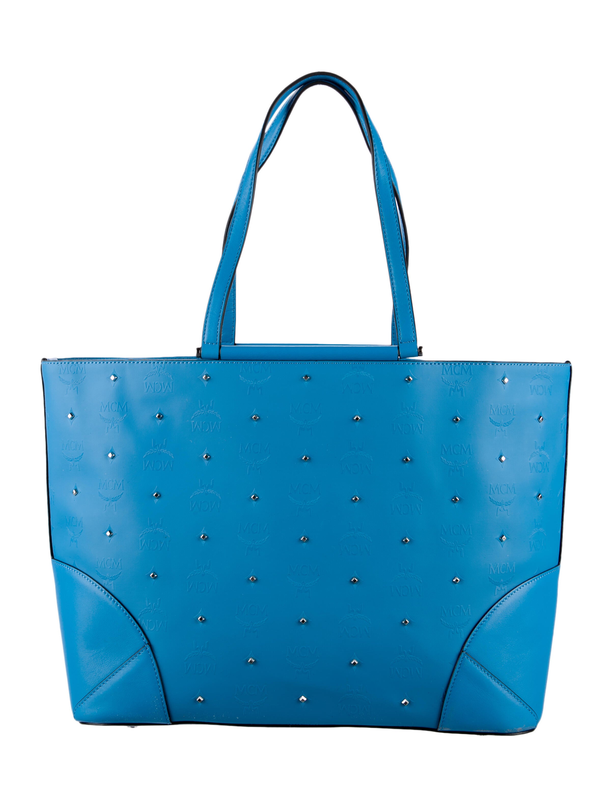MCM Canvas Studded Tote - Blue Totes, Handbags - W3048792 | The RealReal