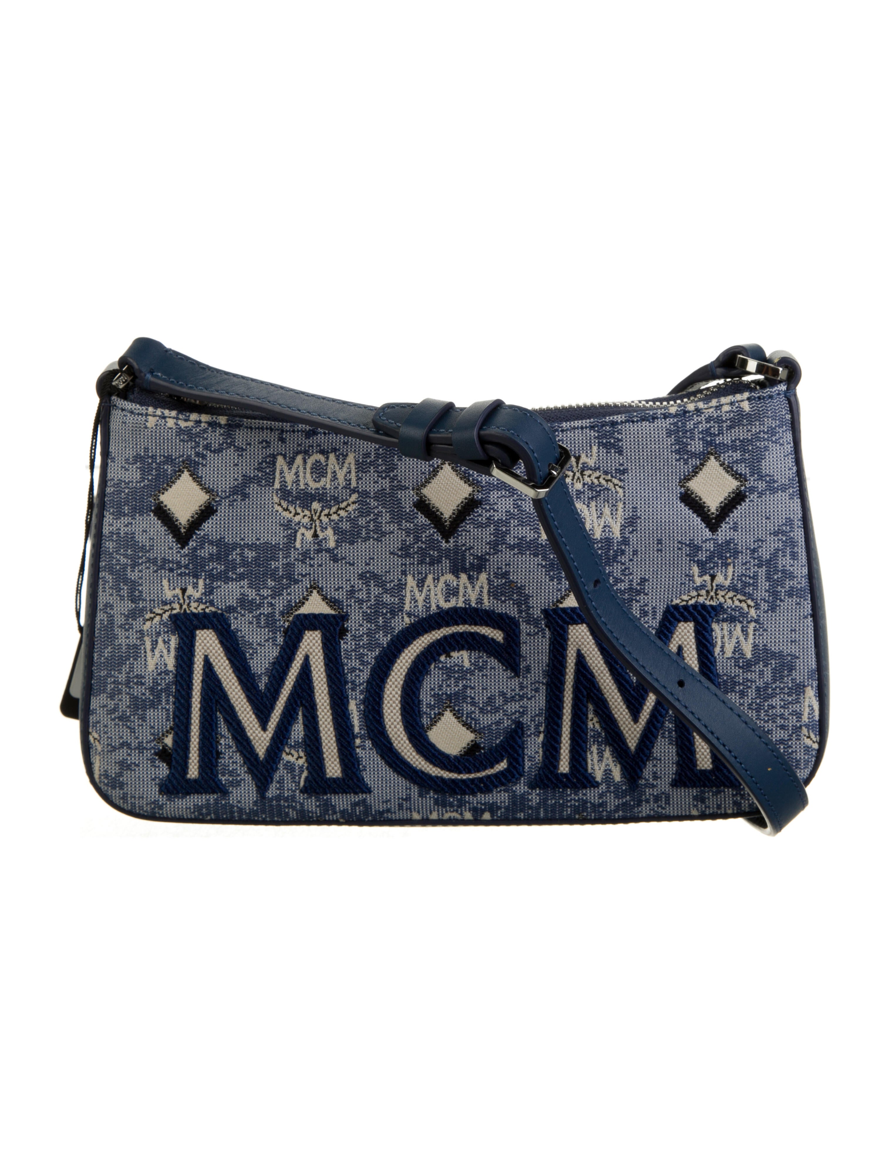 MCM Visetos Crossbody Bag w/Tags - Blue Crossbody Bags, Handbags ...