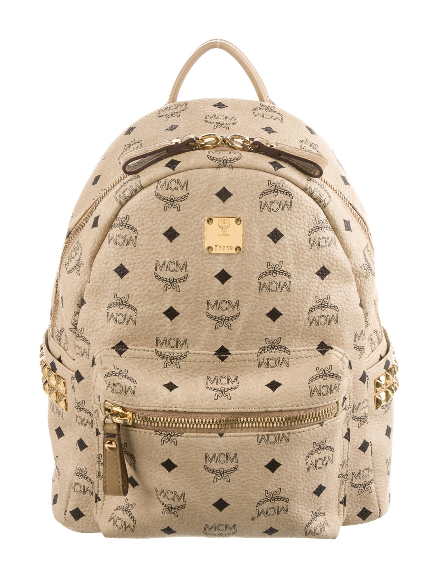 MCM Studded Stark Visetos Backpack - Neutrals Backpacks, Handbags ...