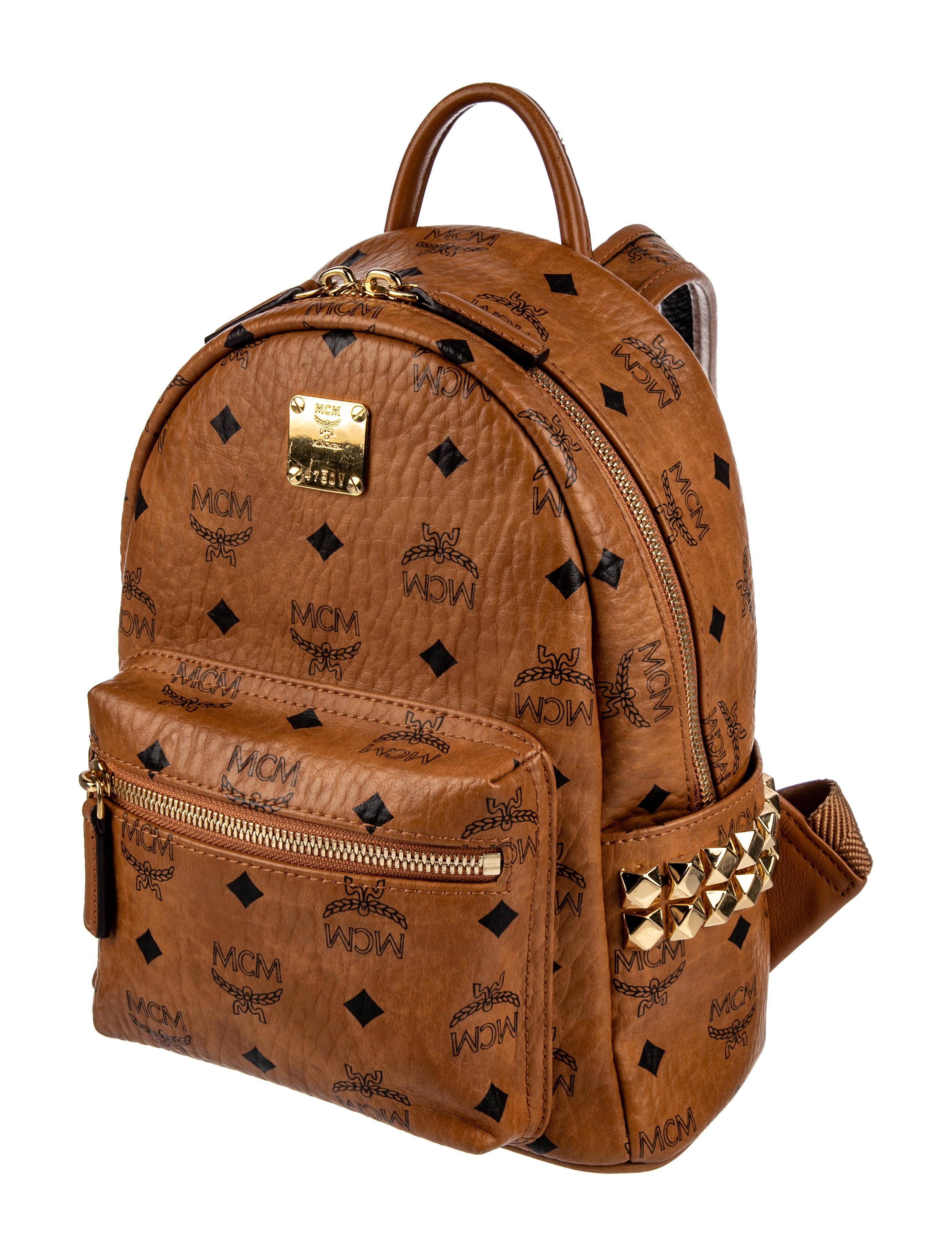 MCM Visetos Stud-Embellished Backpack - Brown Backpacks, Handbags ...