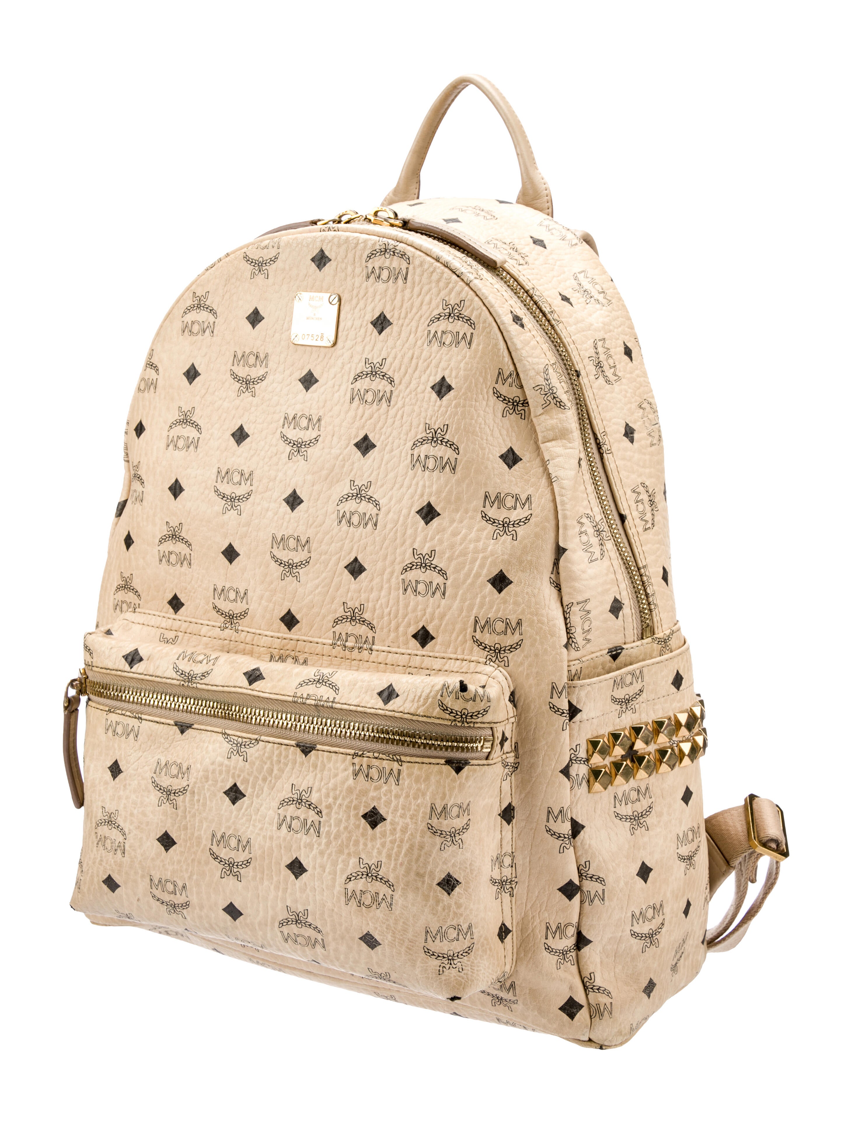 MCM Visetos Stud-Embellished Backpack - Neutrals Backpacks, Handbags ...