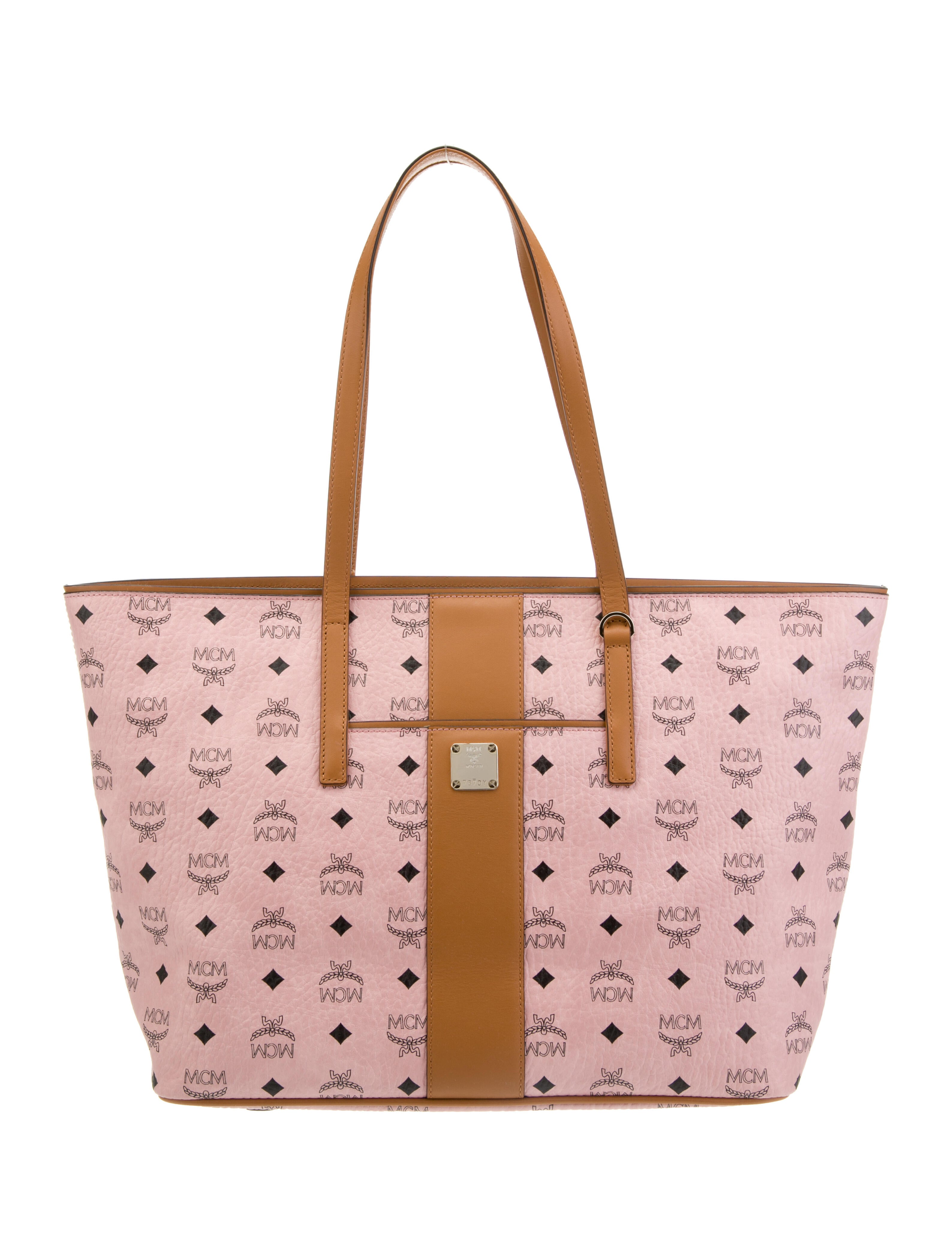 MCM Leather-Trimmed Visetos Tote - Pink Totes, Handbags - W3051252 ...