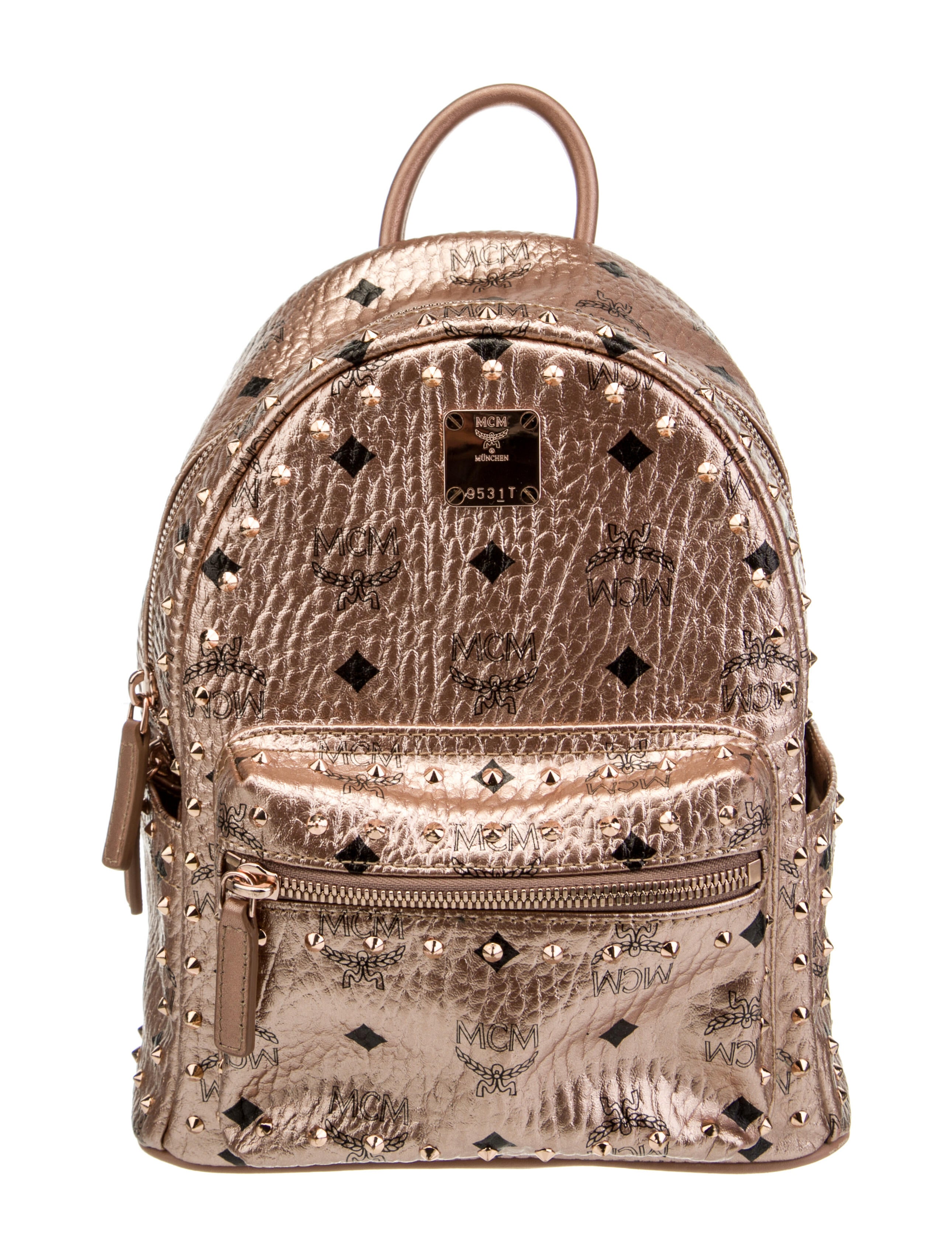 MCM Studded Visetos Backpack - Gold Backpacks, Handbags - W3052168 ...