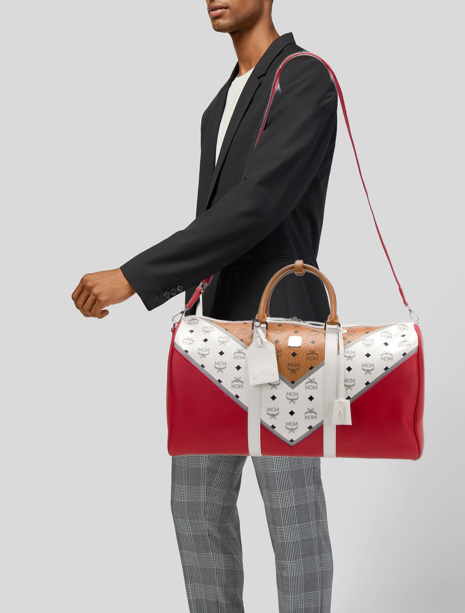 MCM Visetos Leather-Trimmed Weekender - Red Weekenders, Bags - W3052213 ...