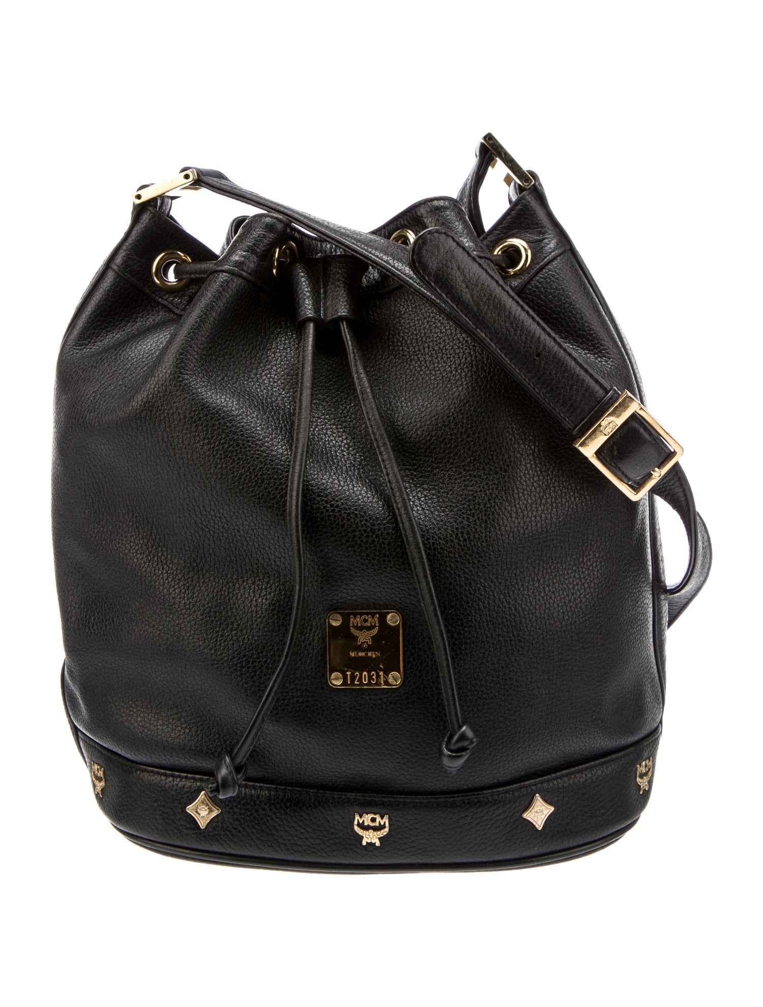 MCM Leather Drawstring Shoulder Bag - Black Shoulder Bags, Handbags ...