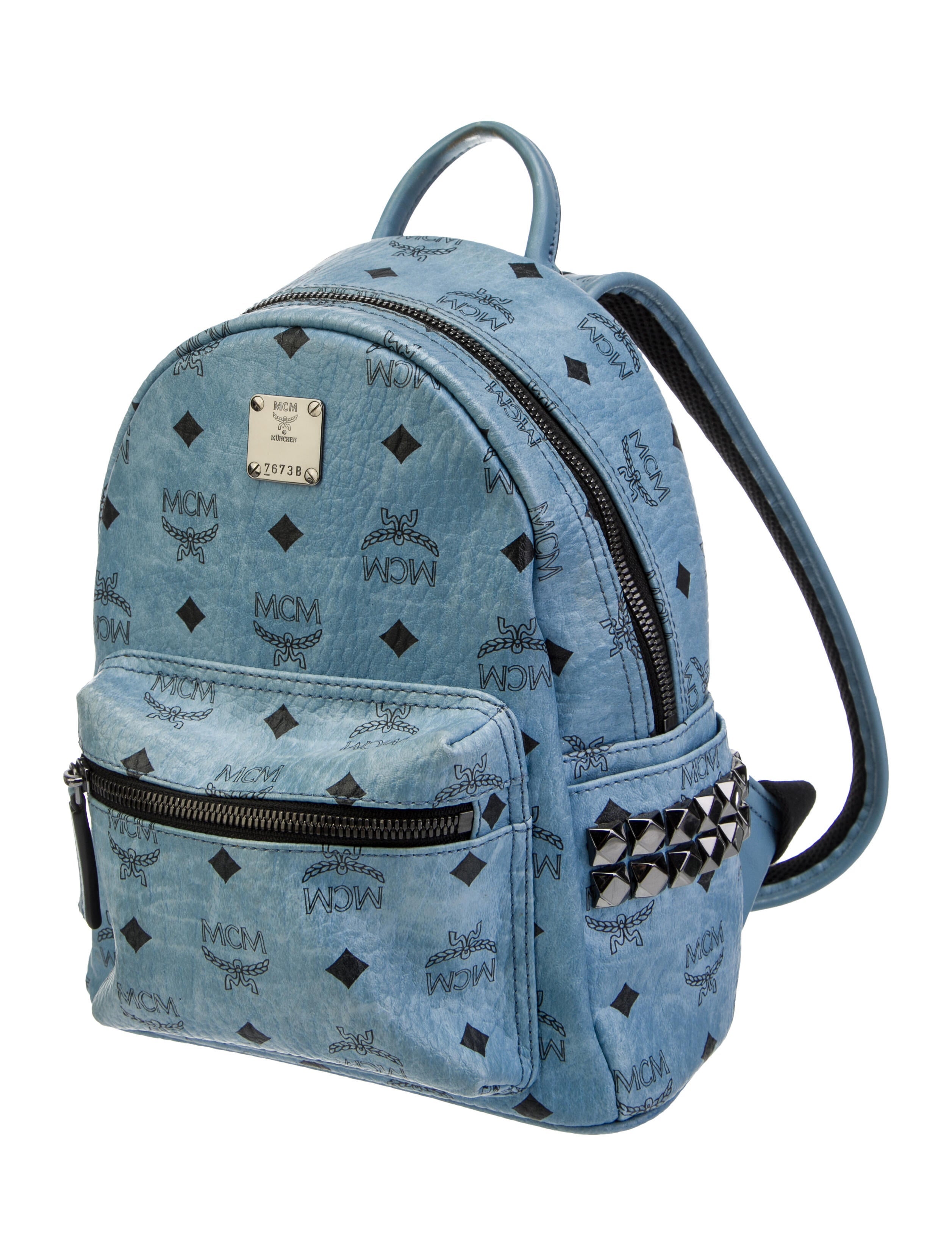 MCM Visetos Stud-Embellished Backpack - Grey Backpacks, Handbags ...