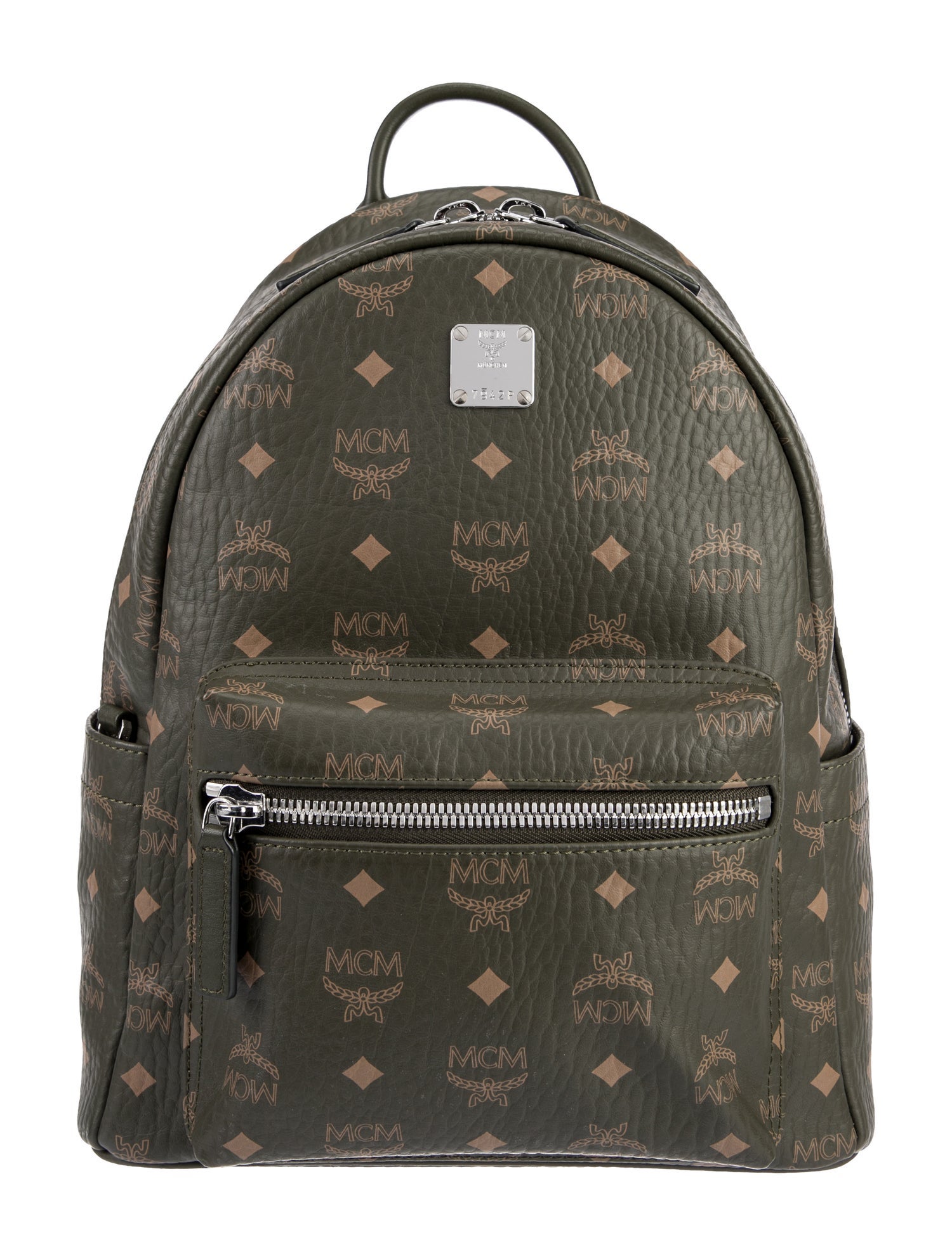 MCM Logo Monogram Coated Canvas Backpack - Green Backpacks, Handbags ...
