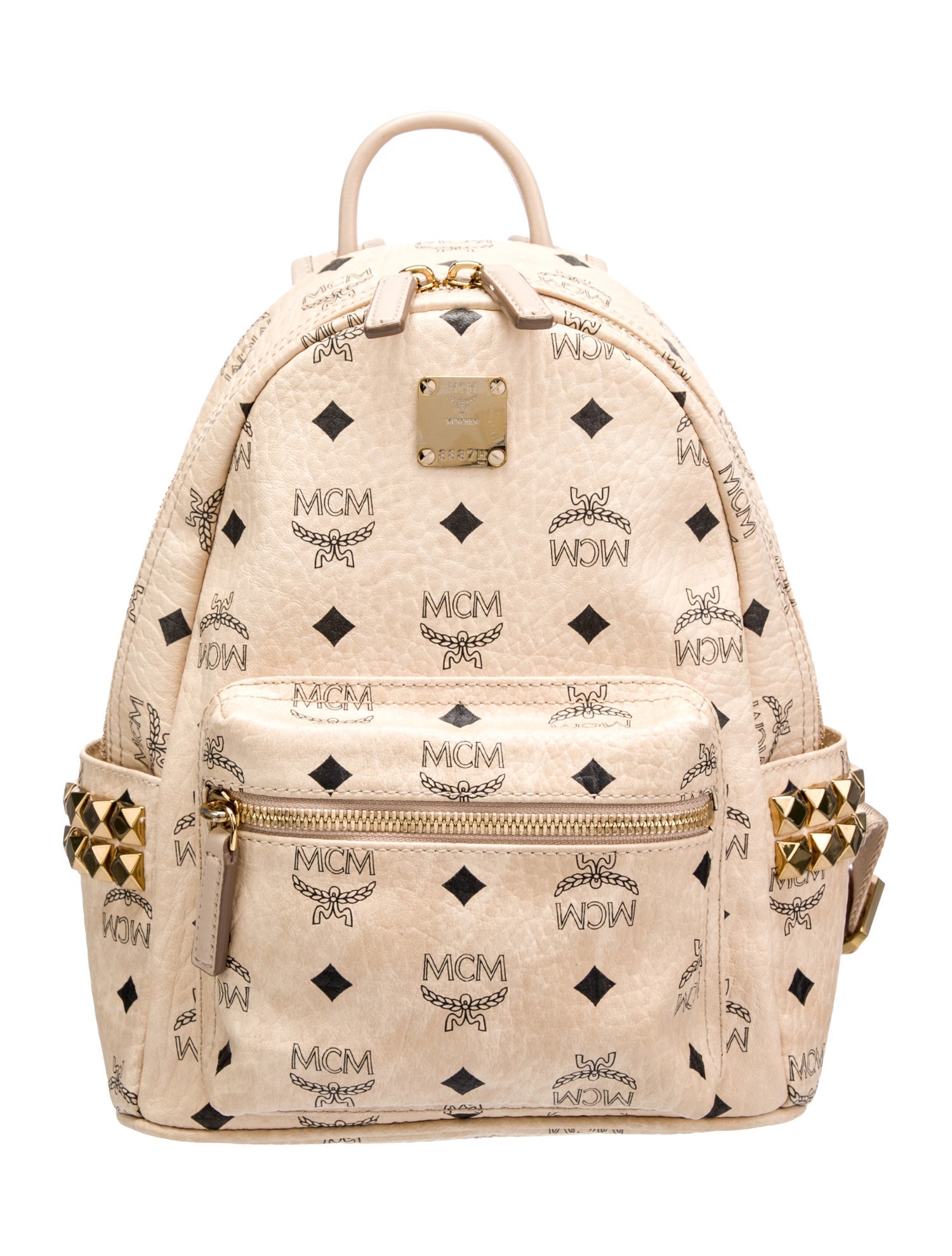 MCM Studded Leather Backpack - Neutrals Backpacks, Handbags - W3053170 ...