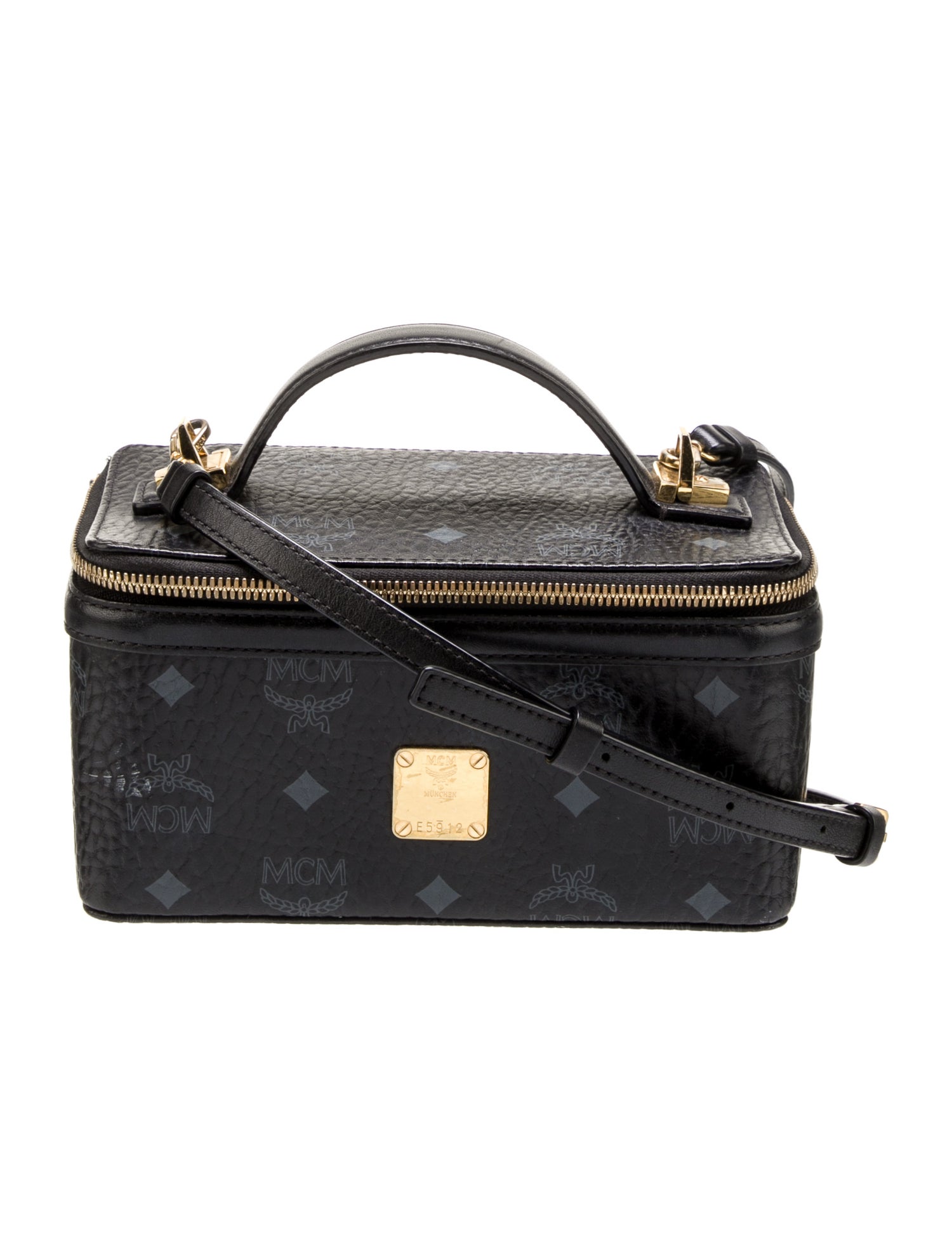 MCM Logo Monogram Leather Crossbody Bag - Black Crossbody Bags ...