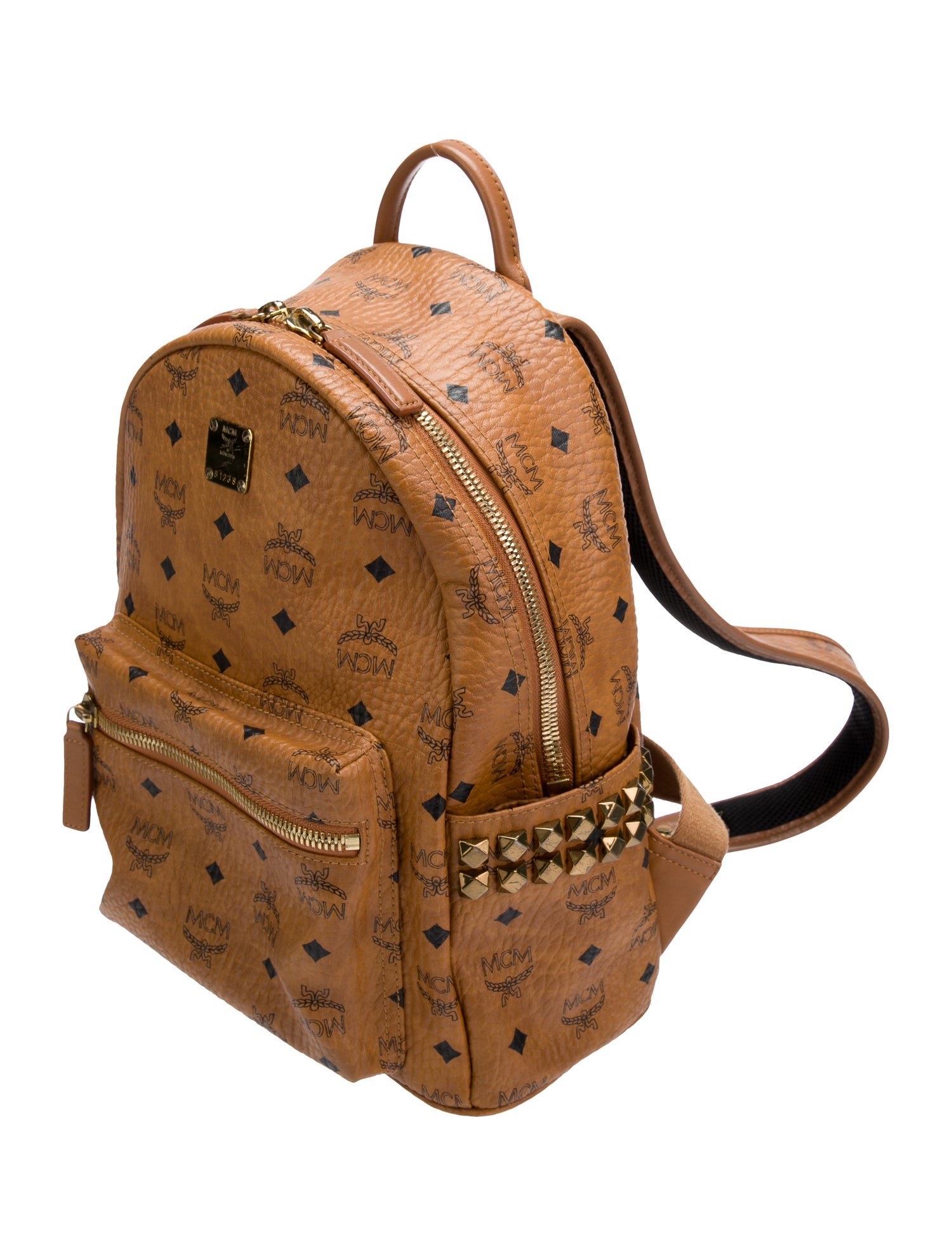 MCM Studded Visetos Backpack - Brown Backpacks, Handbags - W3053558 ...