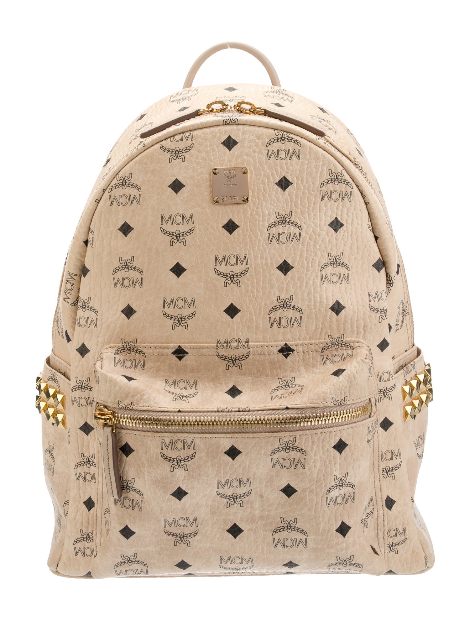 MCM Visetos Studded Backpack - Neutrals Backpacks, Handbags - W3054394 ...