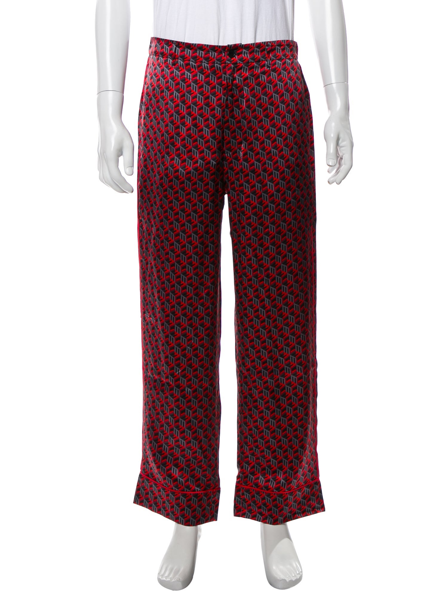 MCM Silk Printed Pajama Bottoms - Red, 12.25" Rise Lounge & Sleepwear ...
