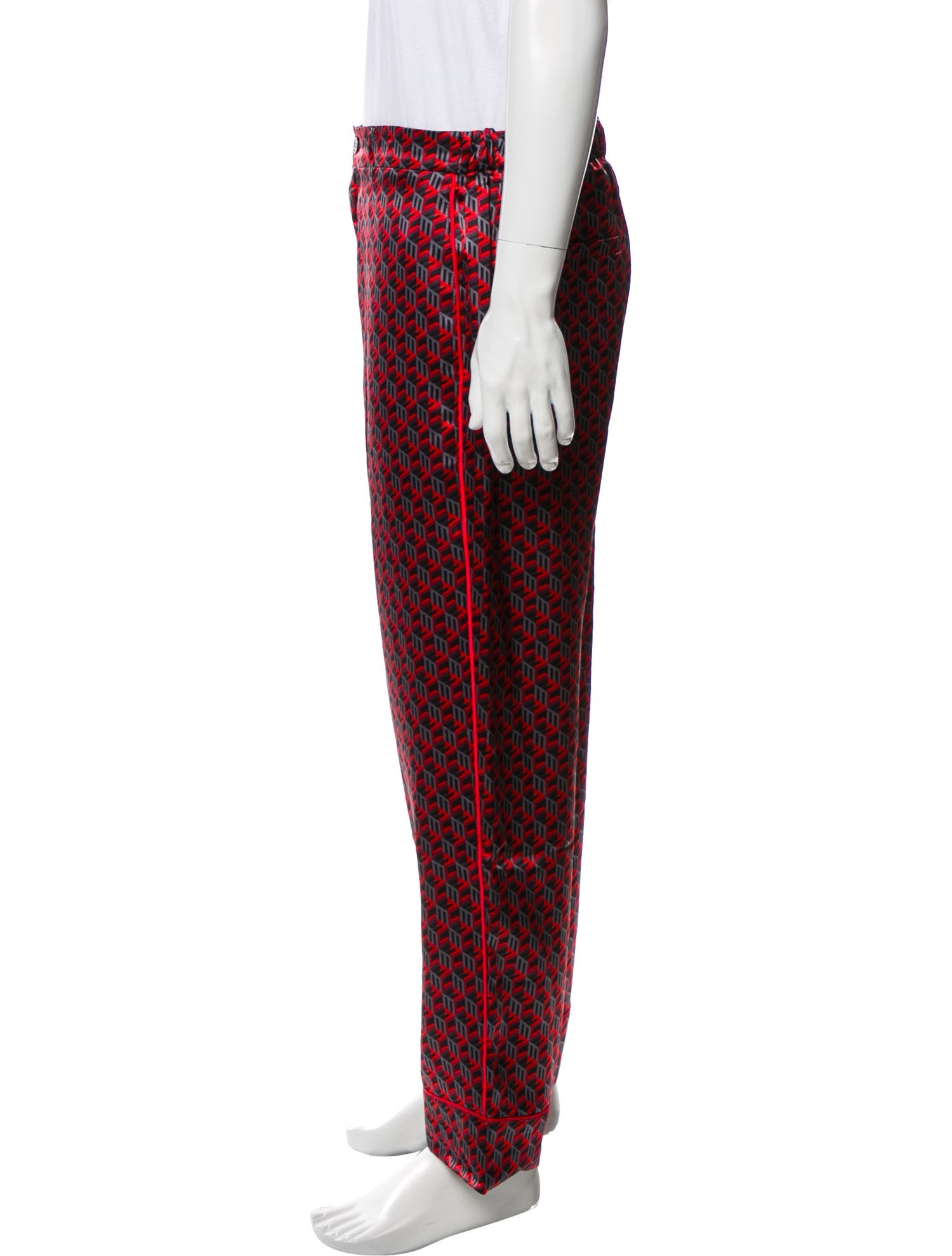 MCM Silk Printed Pajama Bottoms - Red, 12.25" Rise Lounge & Sleepwear ...