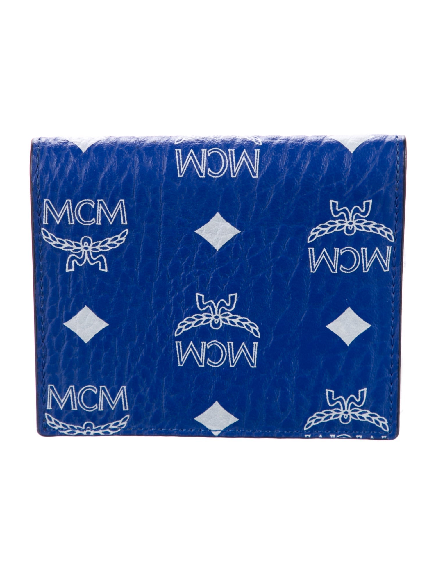 MCM Visetos Leather Compact Wallet - Blue Wallets, Accessories ...