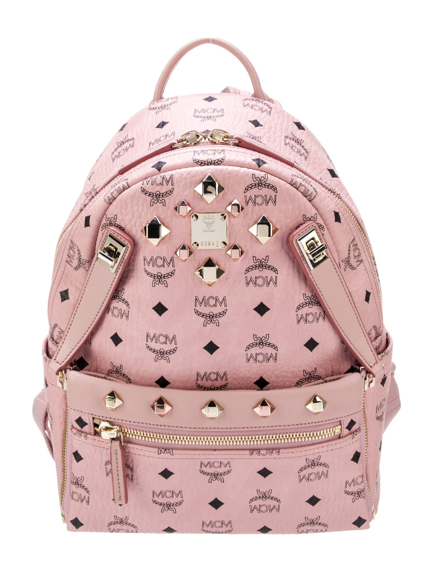 MCM Studded Leather Backpack - Pink Backpacks, Handbags - W3055445 ...