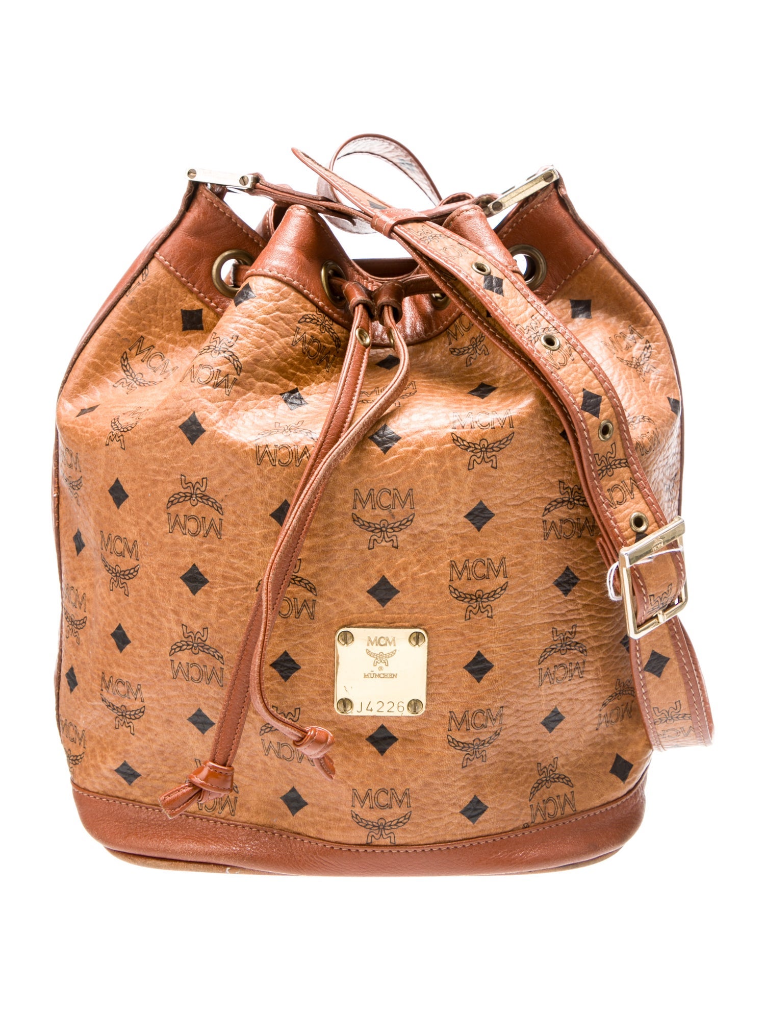 MCM Visetos Bucket Bag - Brown Bucket Bags, Handbags - W3055518 | The ...