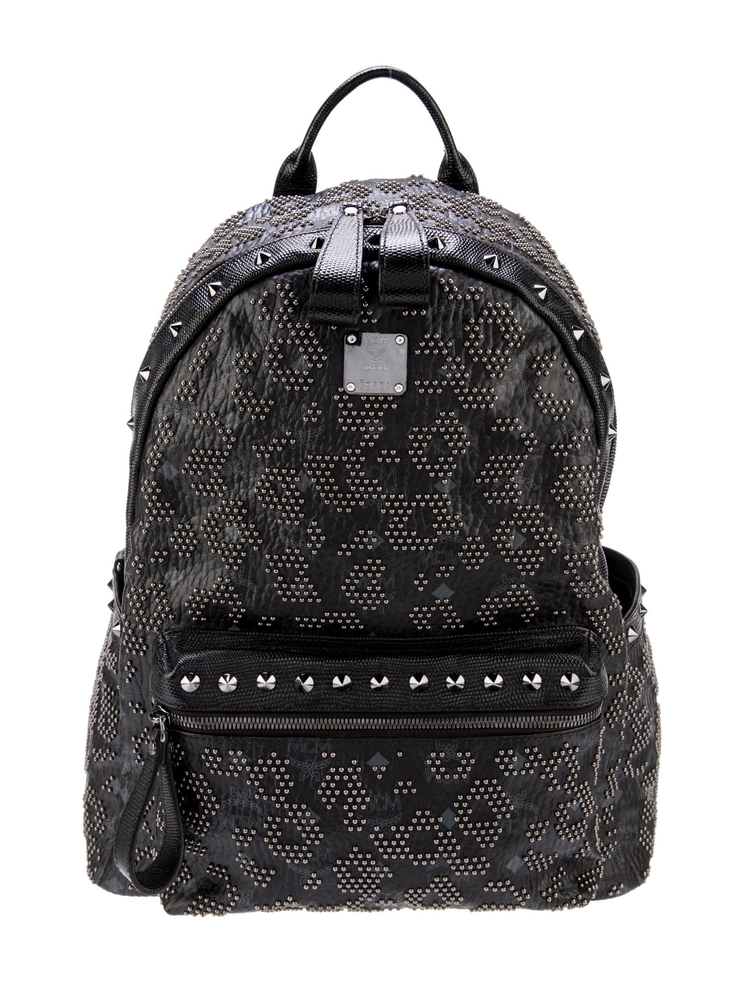 MCM Studded Coated Canvas Backpack - Black Backpacks, Handbags ...