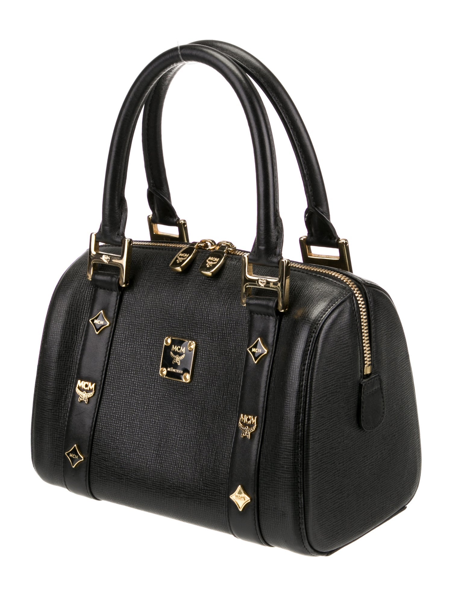 MCM Studded Leather Handle Bag - Black Handle Bags, Handbags - W3055835 ...