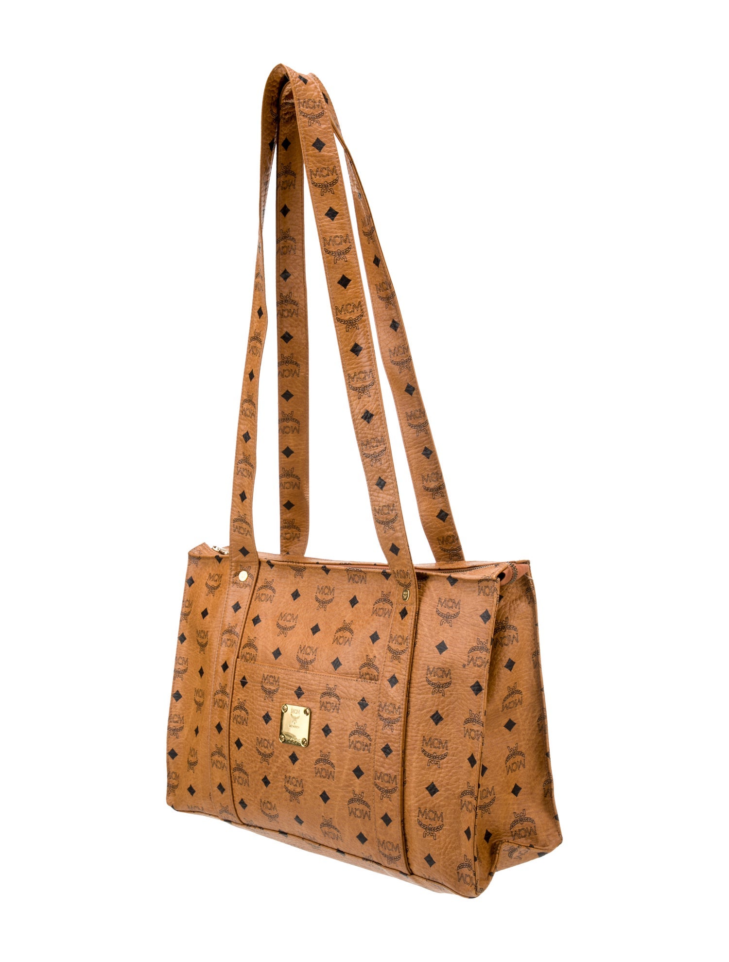 MCM Logo Print Coated Canvas Shoulder Bag - Brown Shoulder Bags ...
