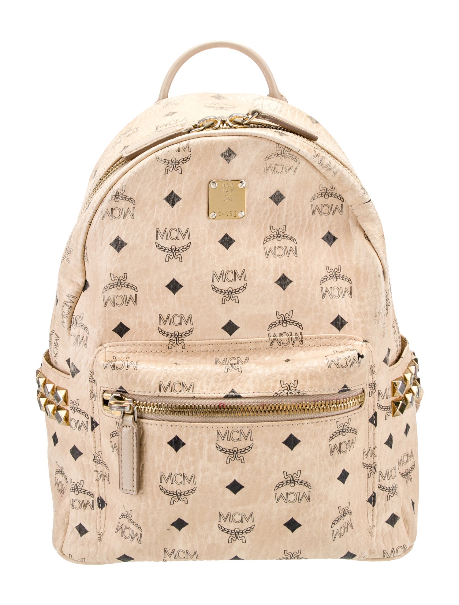 MCM Visetos Stud-Embellished Backpack - Pink Backpacks, Handbags ...