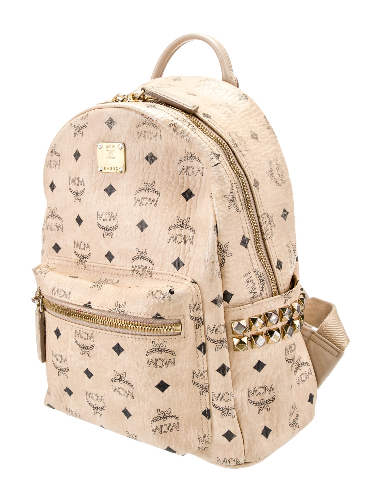 MCM Visetos Stud-Embellished Backpack - Pink Backpacks, Handbags ...