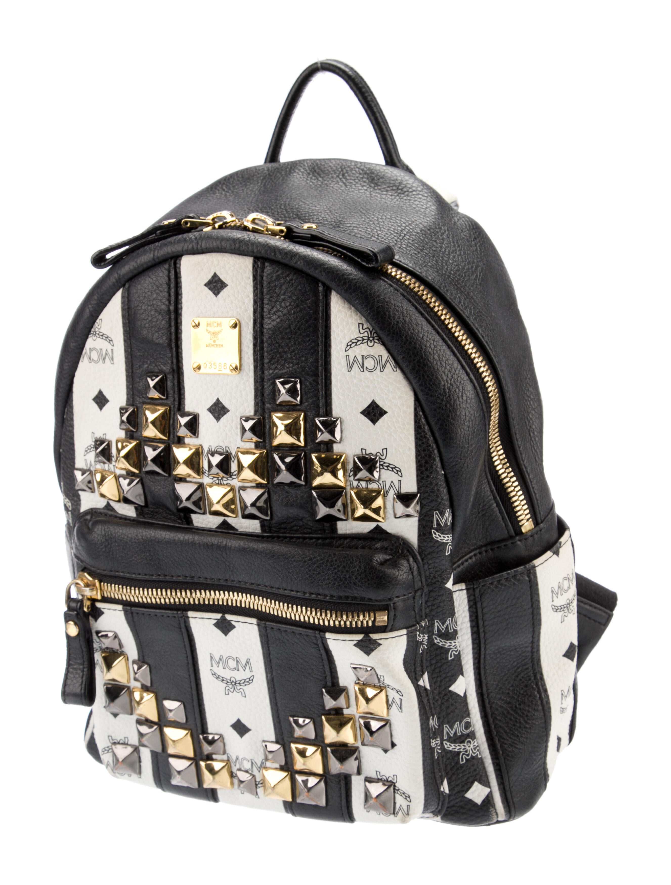 MCM Visetos Studded Backpack - Black Backpacks, Handbags - W3055238 ...