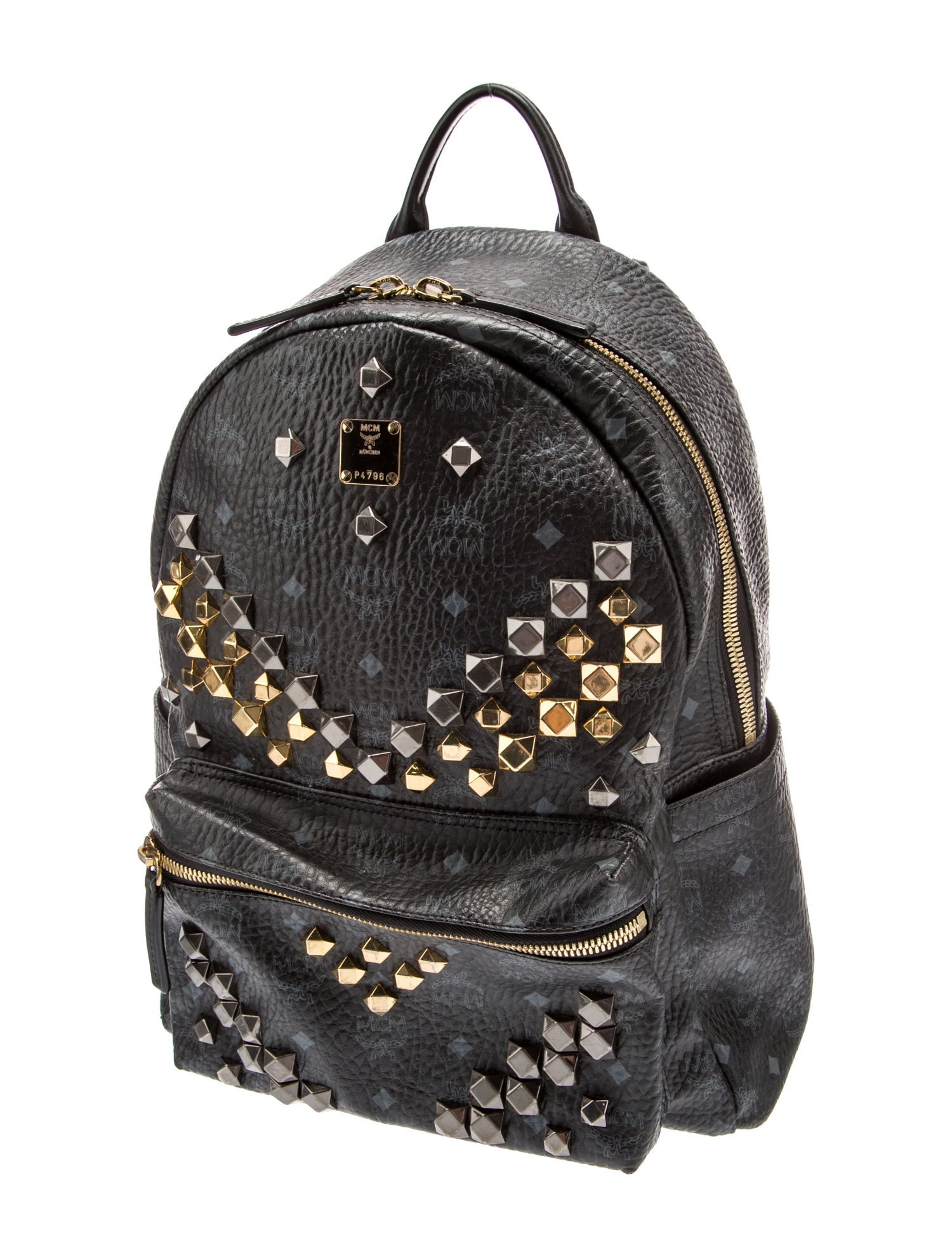 MCM Visetos Studded Backpack - Black Backpacks, Handbags - W3055238 ...