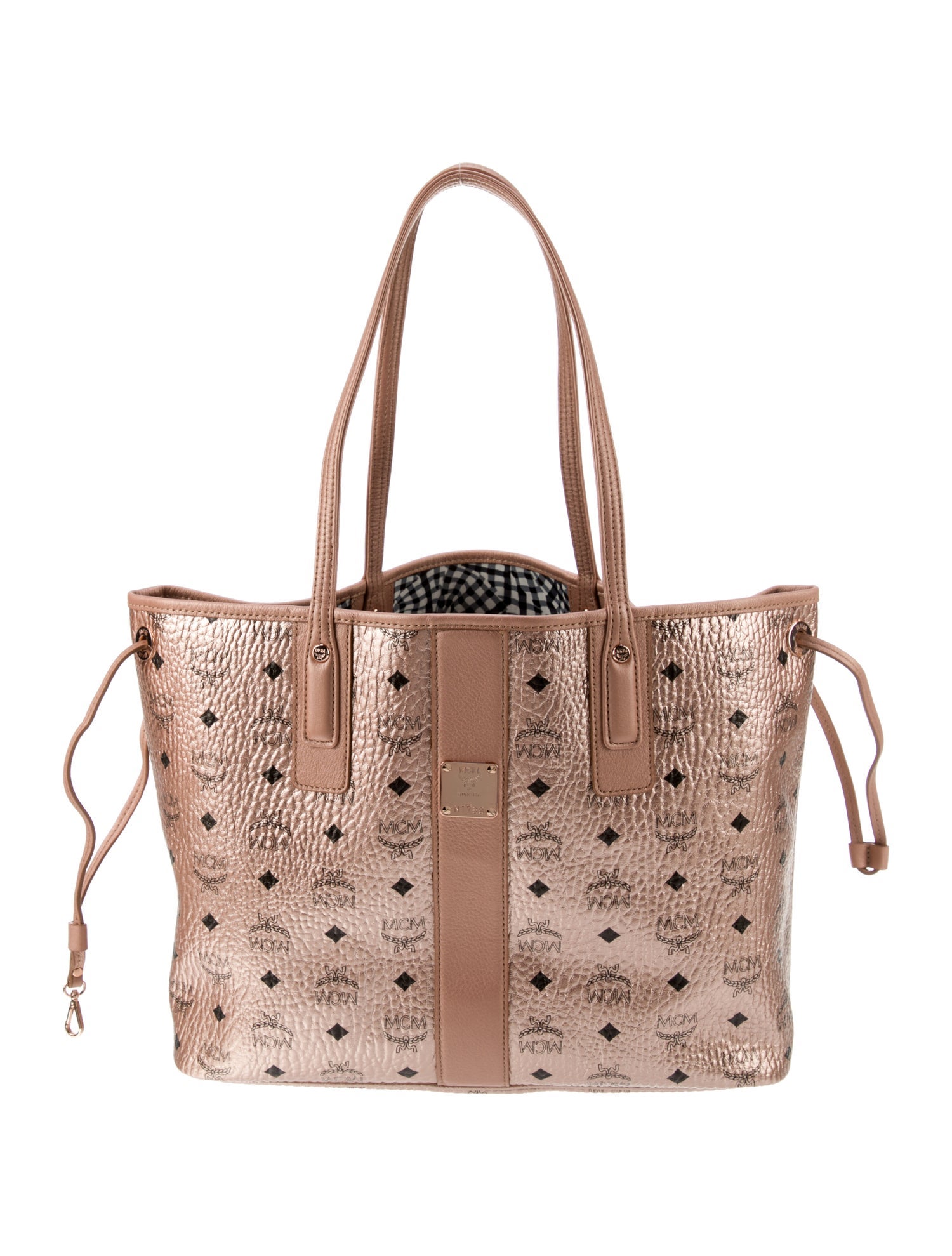 MCM Logo Monogram Coated Canvas Tote Bag w/Tags - Metallic Totes ...