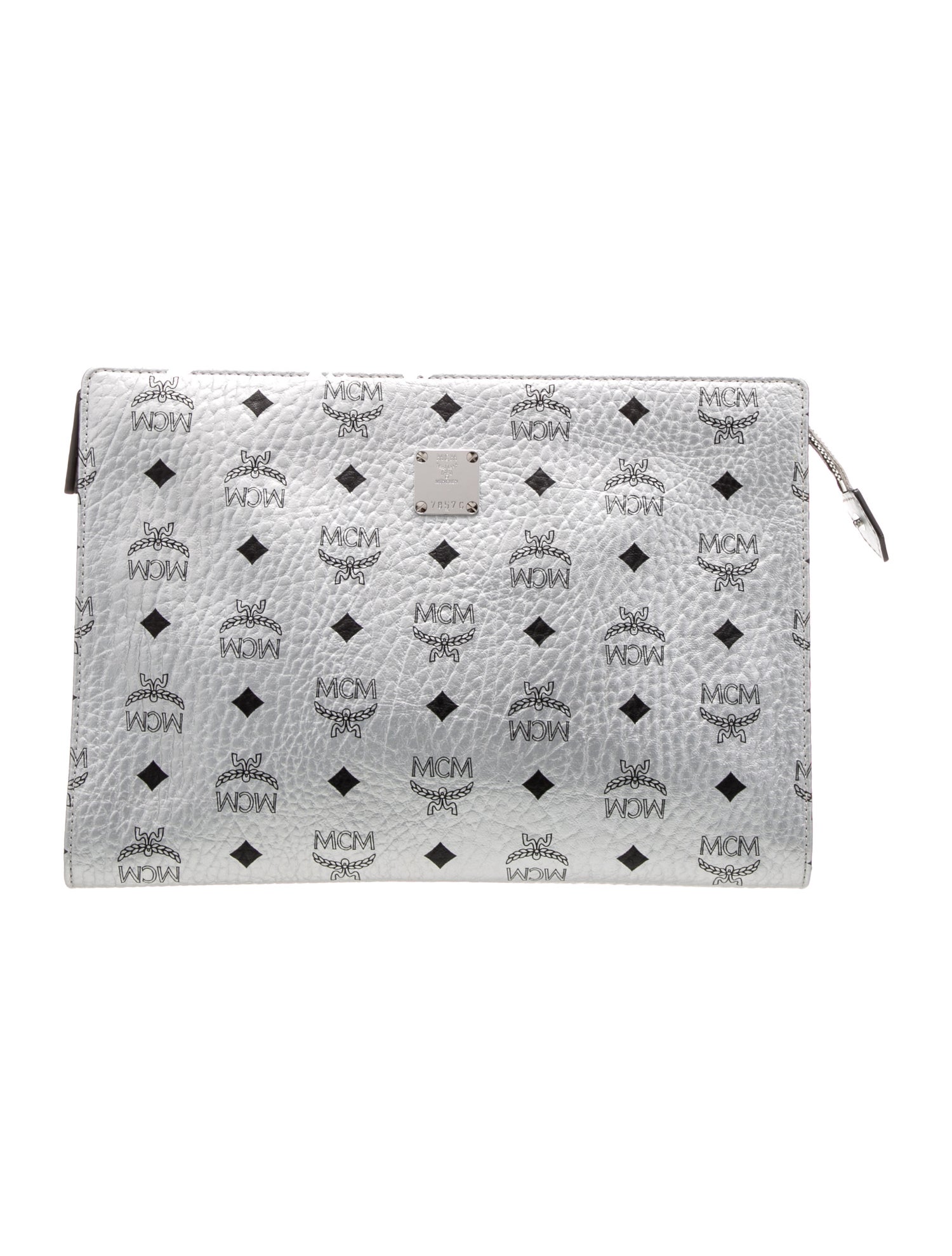 MCM Leather Portfolio - Silver Clutches, Handbags - W3060917 | The RealReal