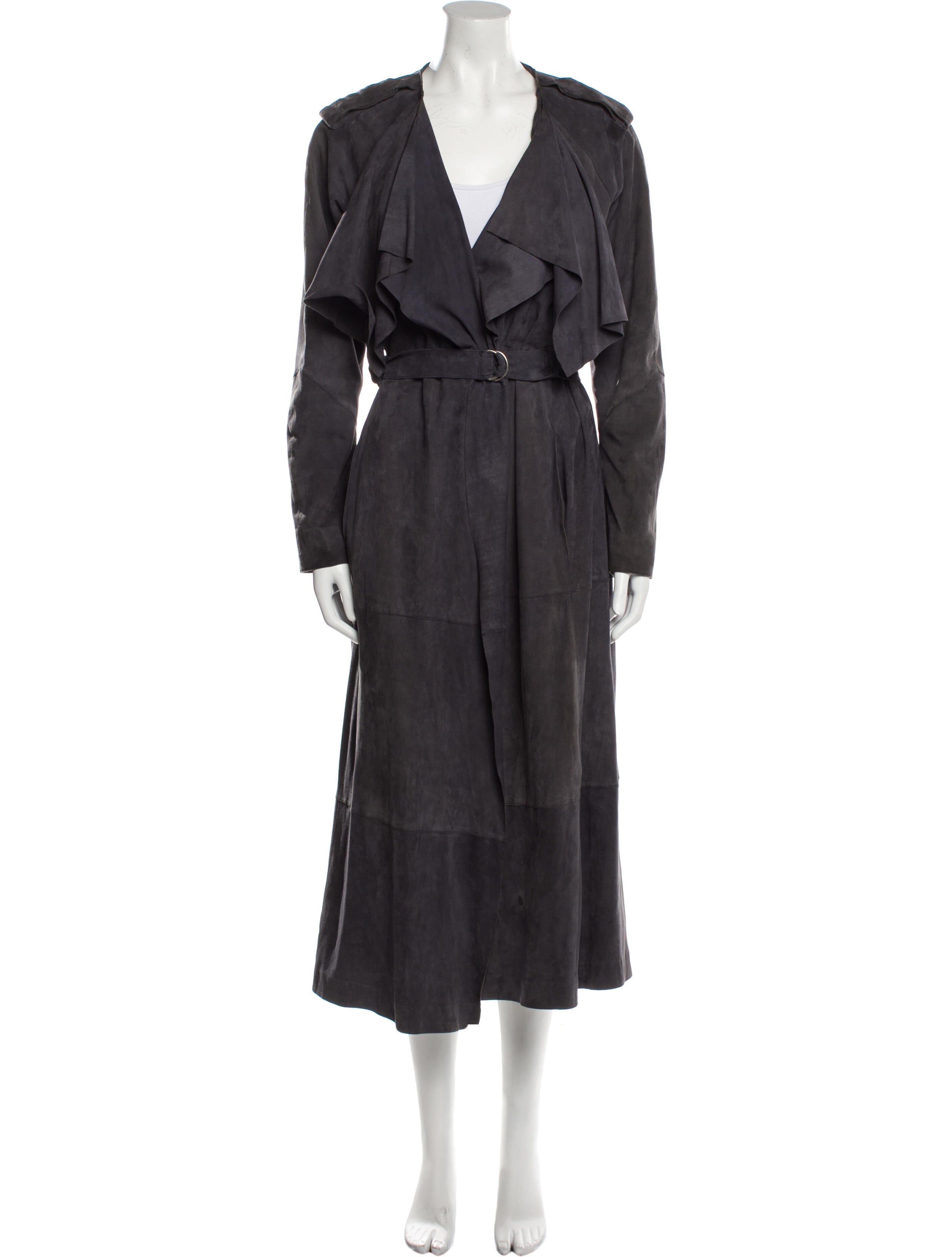 Muubaa Goat Leather Trench Coat - Blue Coats, Clothing - W3120622 | The ...