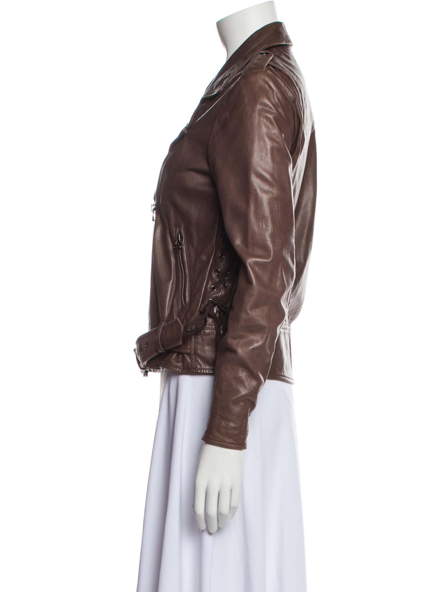 3.1 Phillip Lim Leather Biker Jacket - Brown Jackets, Clothing ...