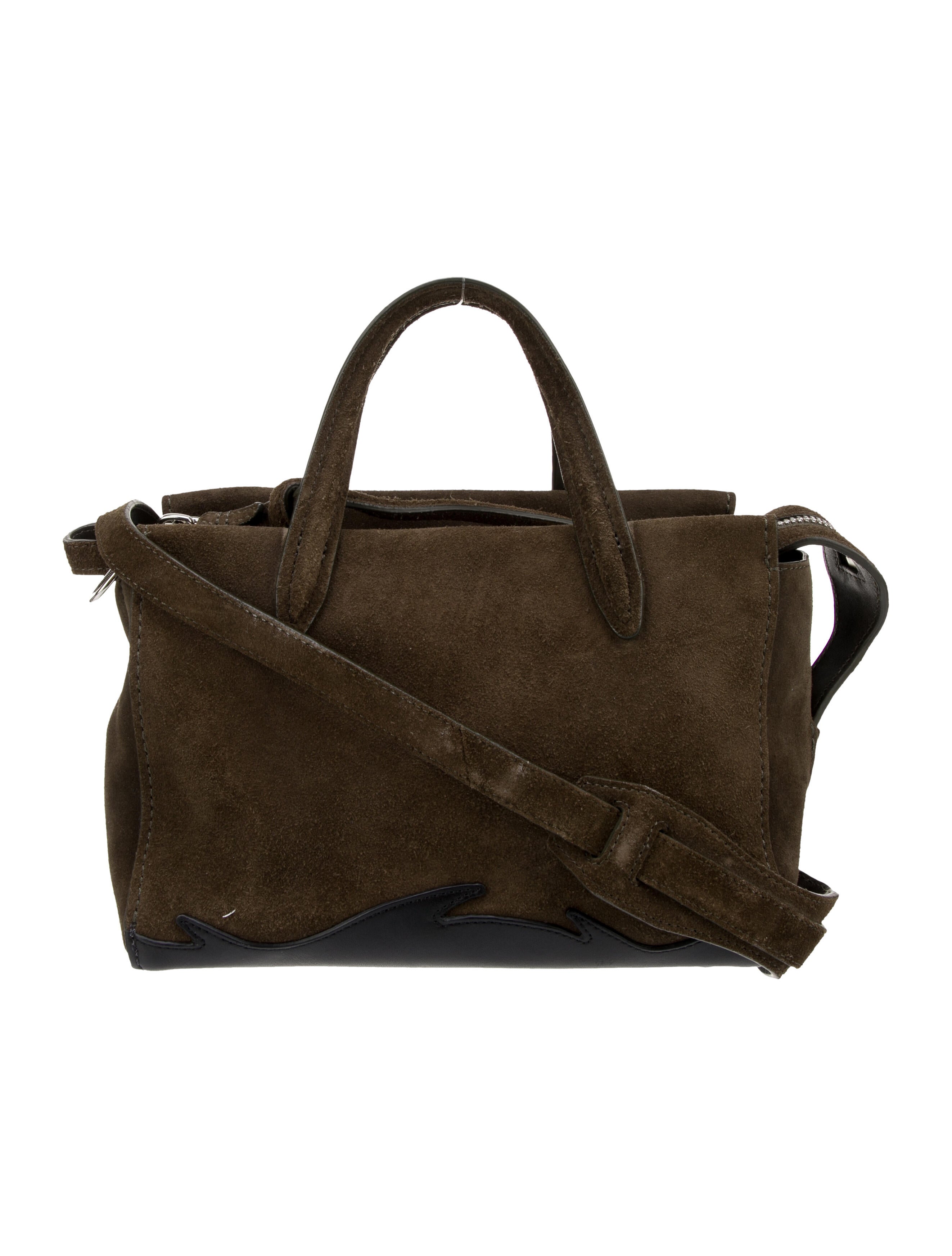 3.1 Phillip Lim Leather-Trimmed Suede Shoulder Bag - Green Shoulder ...