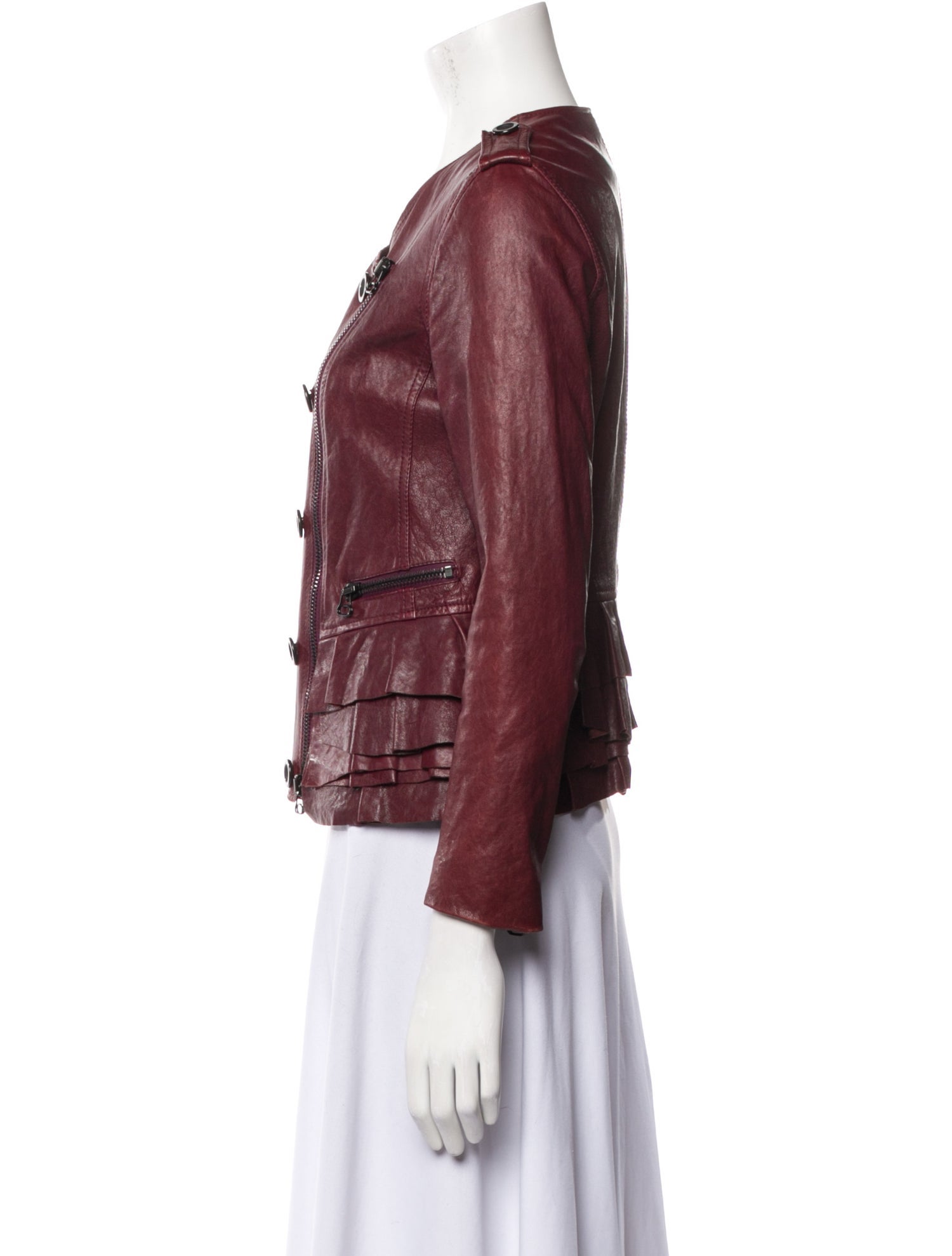 3.1 Phillip Lim Lamb Leather Jacket - Burgundy Jackets, Clothing ...