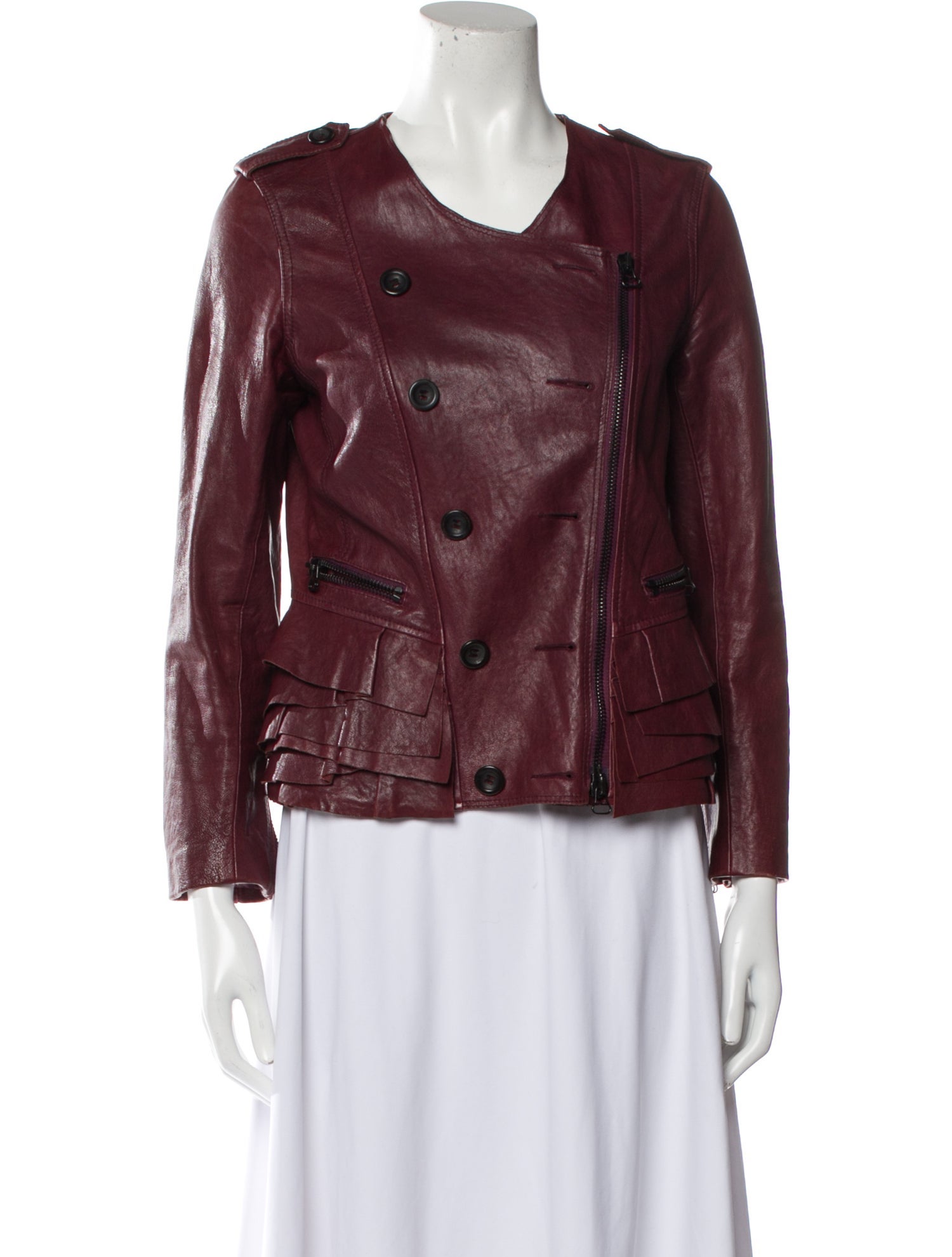 3.1 Phillip Lim Leather Biker Jacket - Burgundy Jackets, Clothing ...