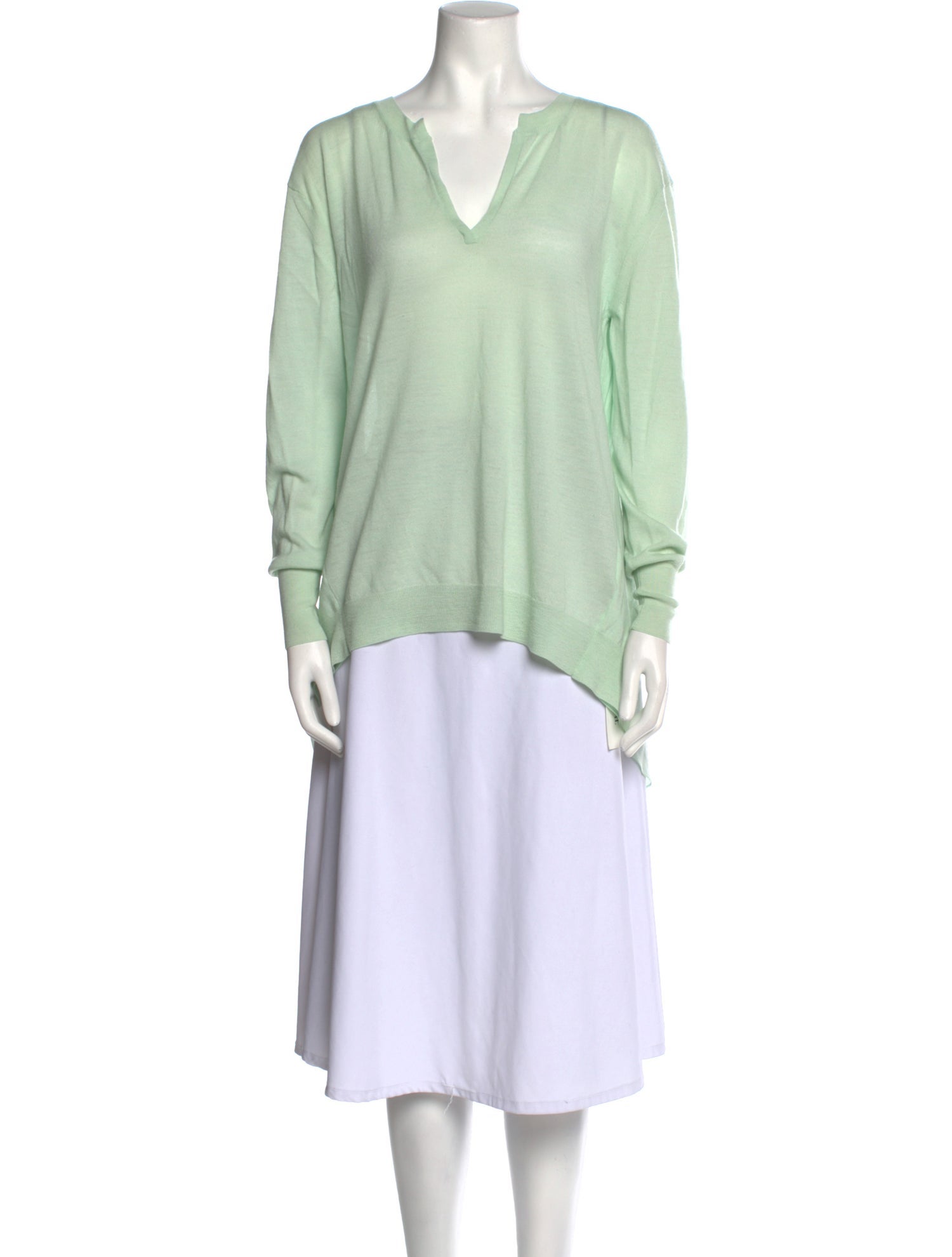 3.1 Phillip Lim Merino Wool V-Neck Sweater - Green Knitwear, Clothing ...