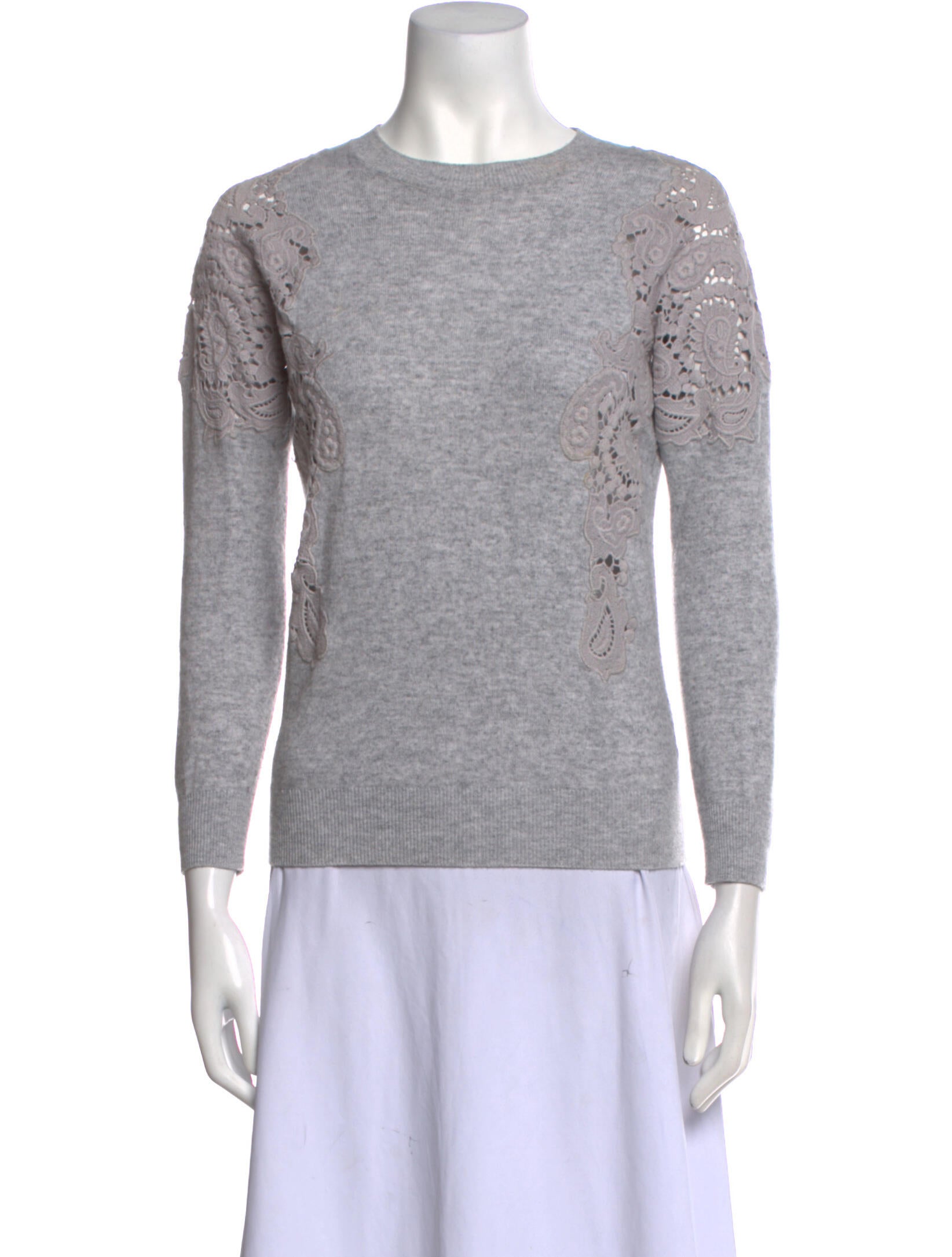 Ted Baker Crew Neck Three-Quarter Sleeve Top - Grey Tops, Clothing ...