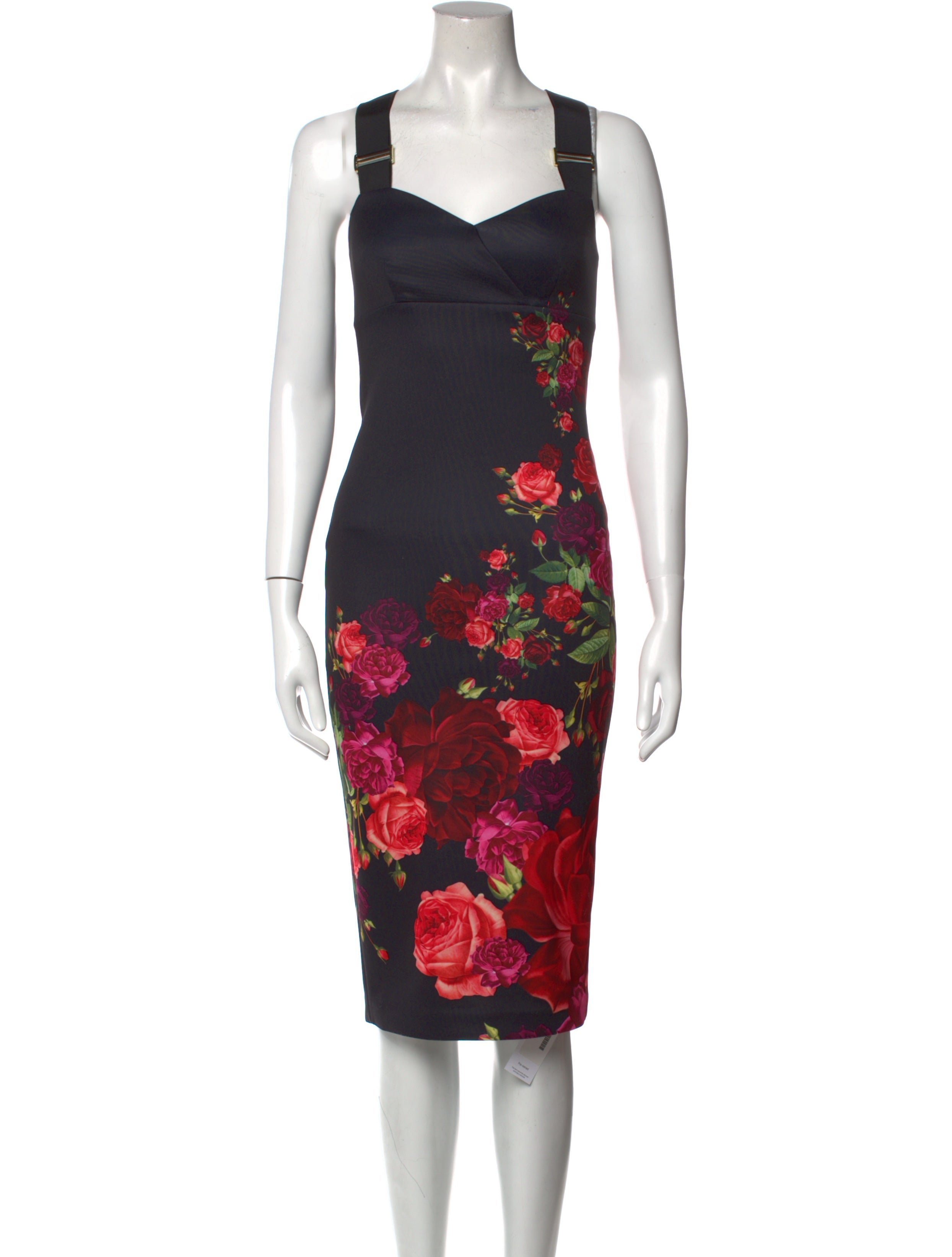 Ted Baker Floral Print Midi Length Dress - Black Dresses, Clothing ...